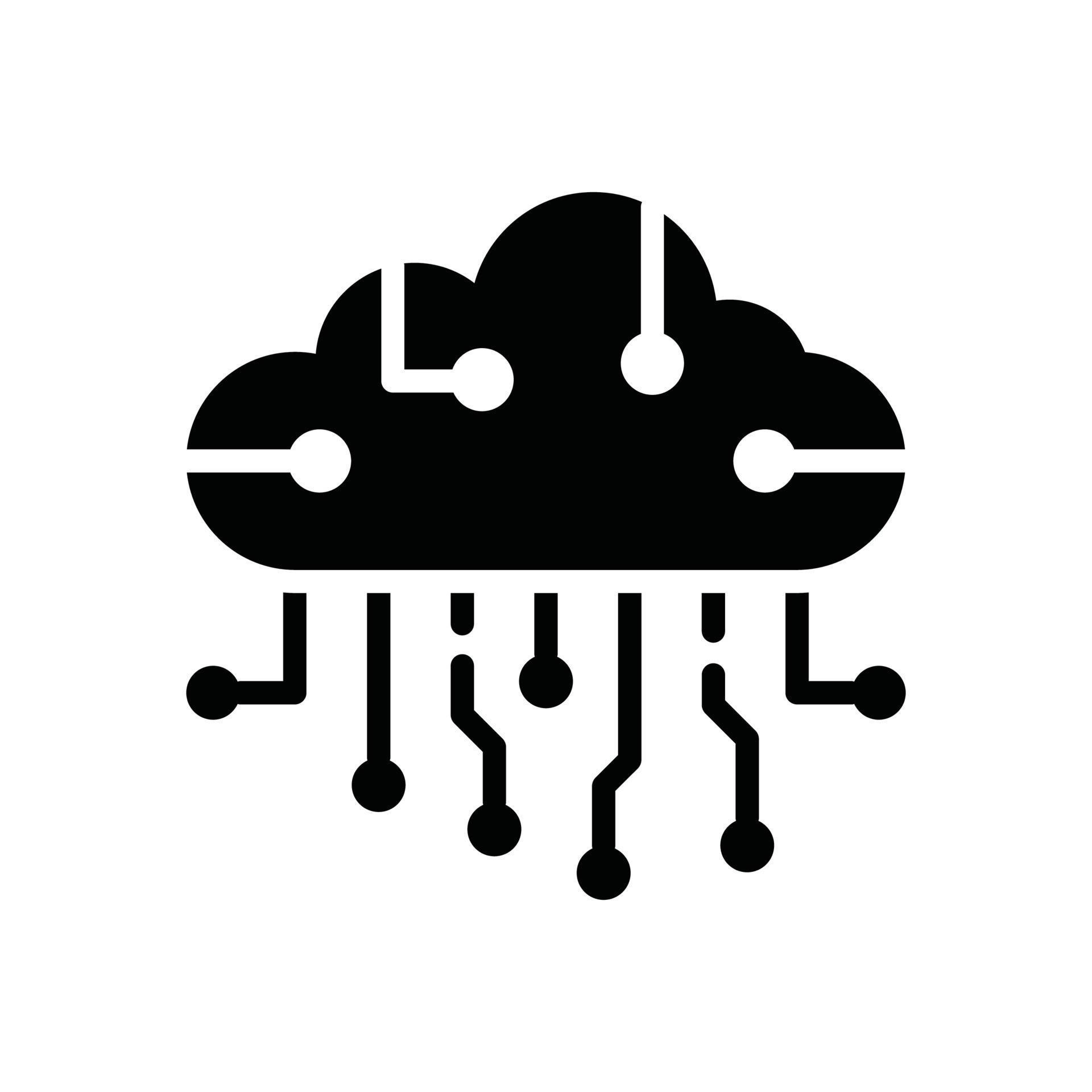 Cloud Circuit Vector Glyph Icon Cloud Computing Symbol Eps 10 File