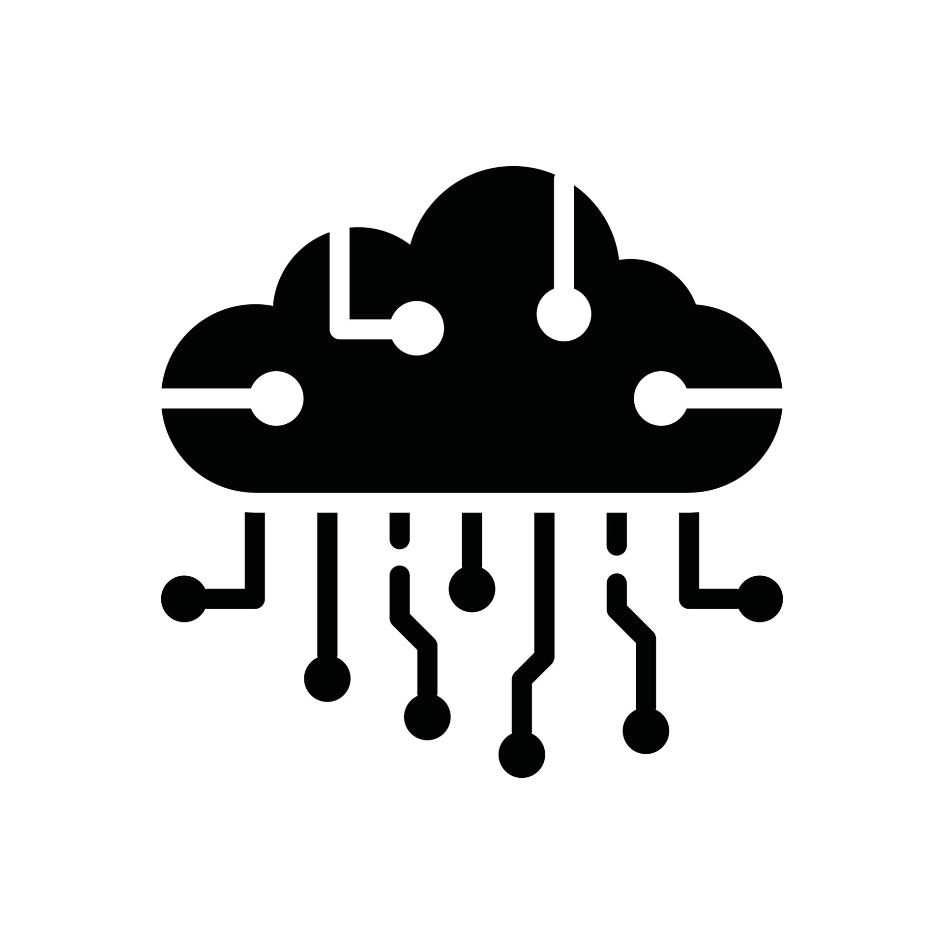 Cloud Circuit Vector Glyph Icon Cloud Computing Symbol Eps 10 File