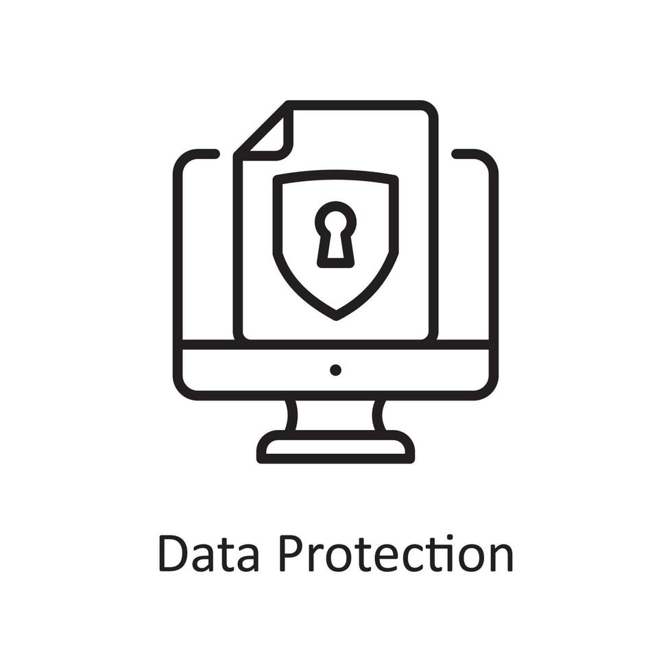 Data Protection Vector Outline Icon Design Illustration Design And