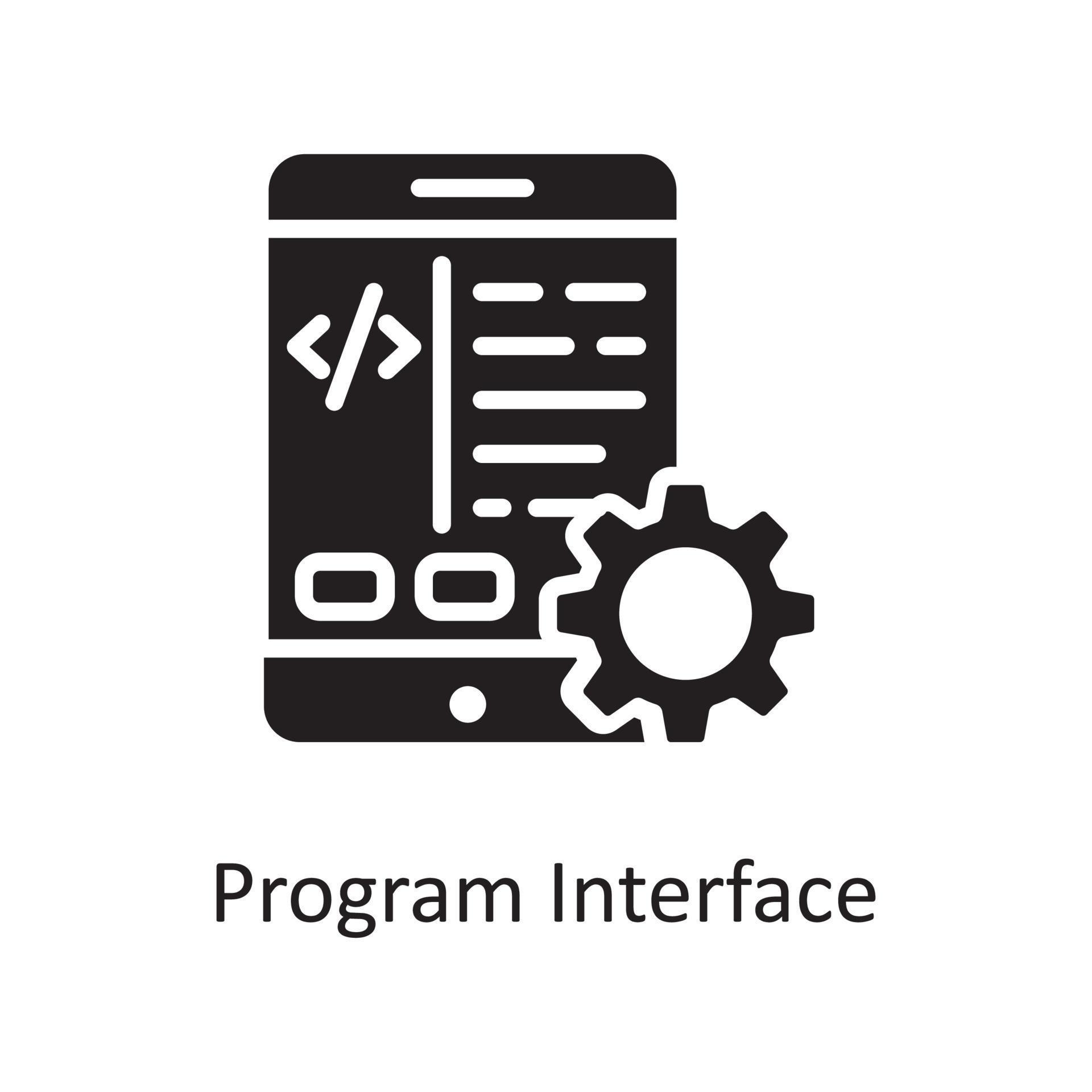 Program Interface Vector Solid Icon Design illustration. Design and Development Symbol on White ...
