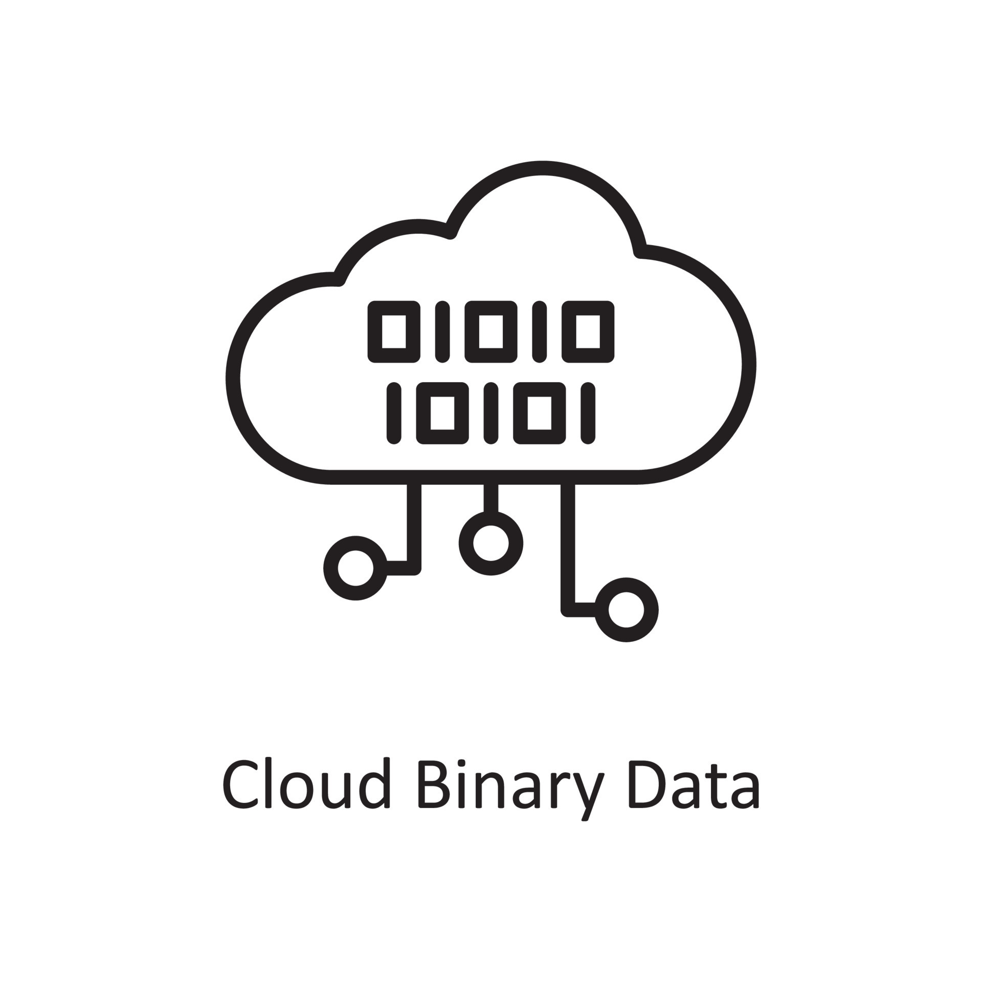 Cloud Binary Data Vector Outline Icon Design illustration. Business And Data Management Symbol ...