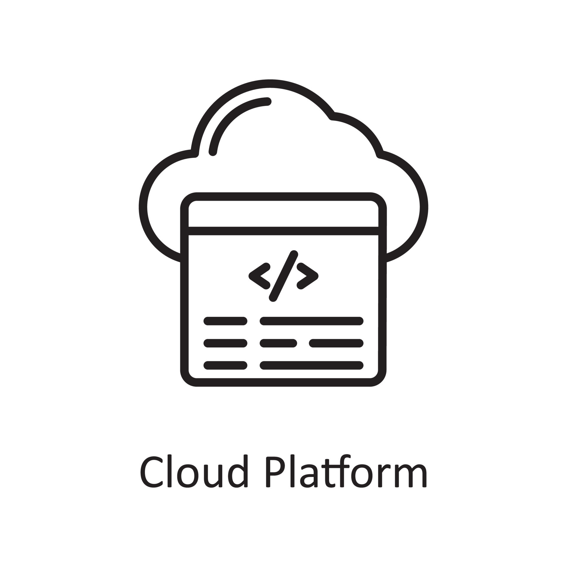 Cloud Platform Vector Outline Icon Design illustration. Design and ...