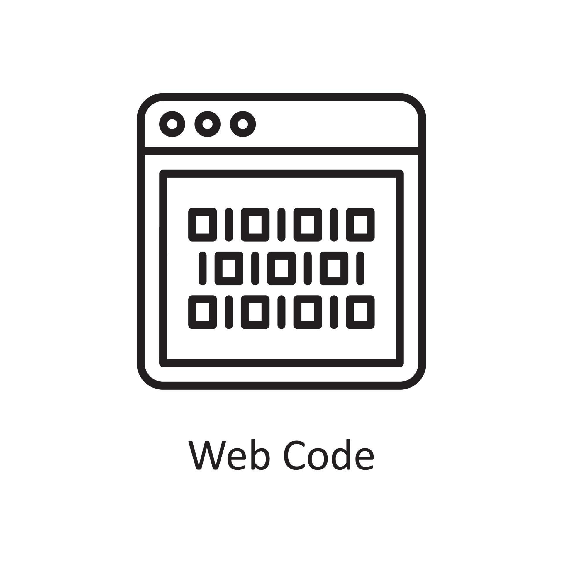 Web Code Vector Outline Icon Design illustration. Design and Development Symbol on White ...