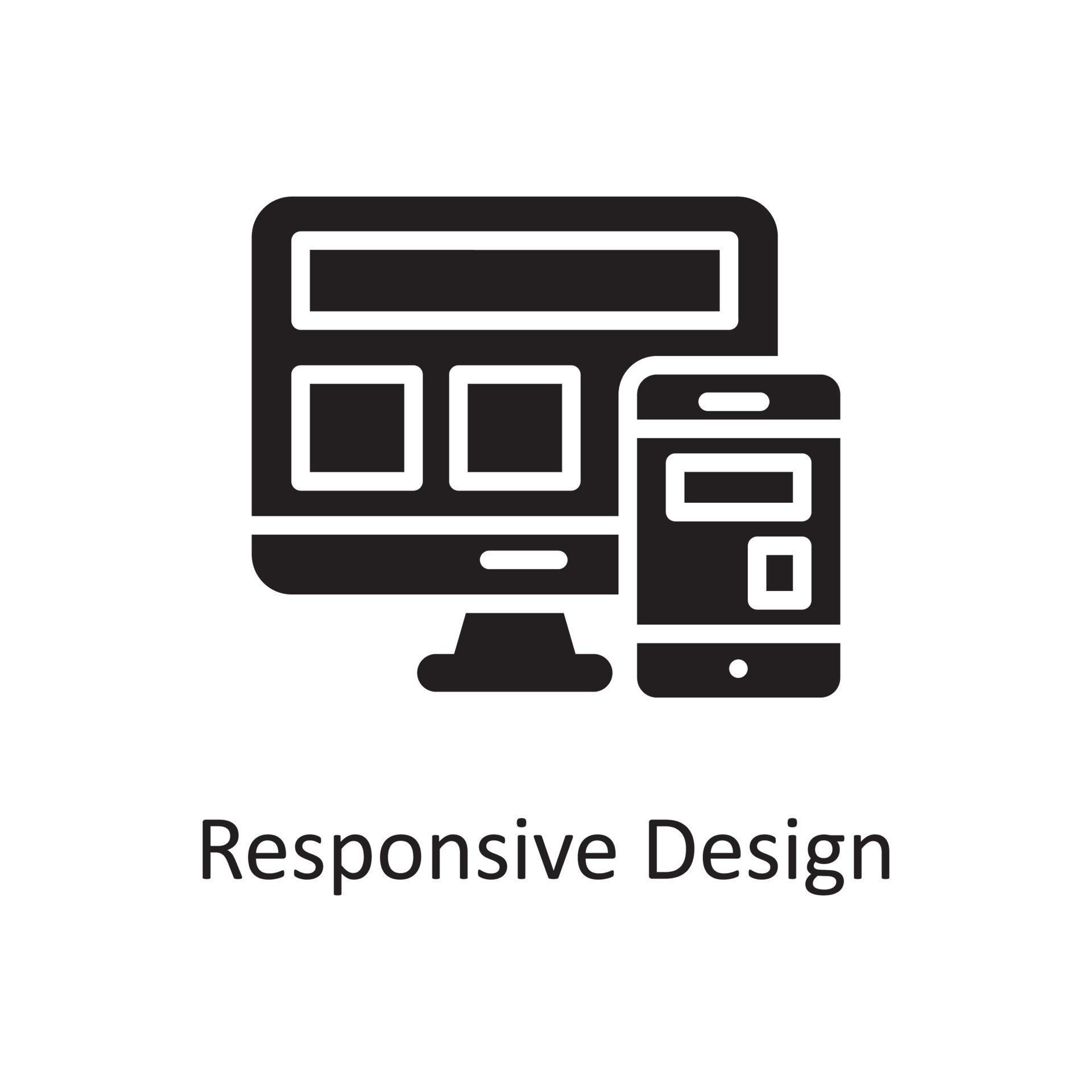 Responsive Design Vector Solid Icon Design illustration. Design and Development Symbol on White ...