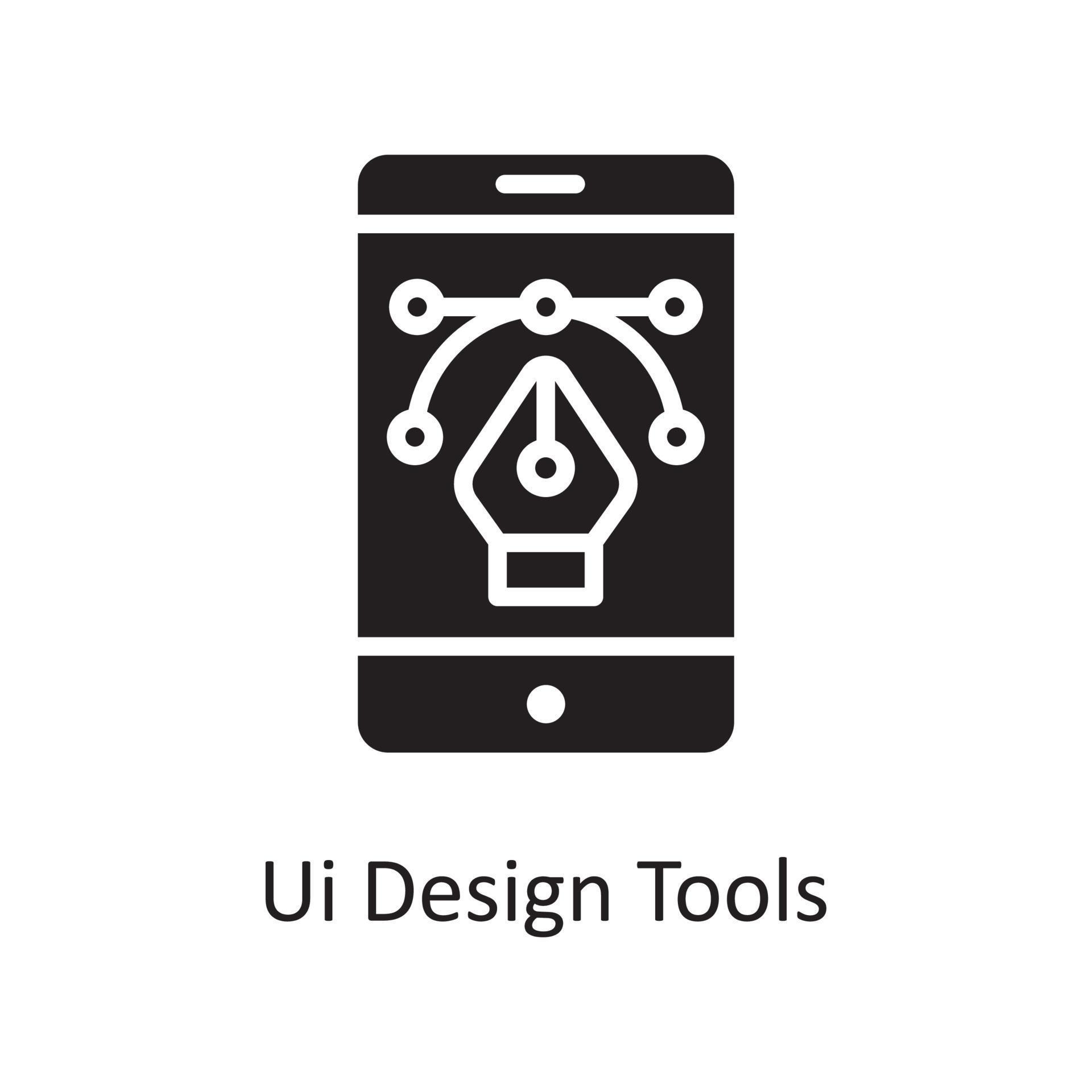 Ui Design Tools Vector Solid Icon Design illustration. Design and Development Symbol on White ...