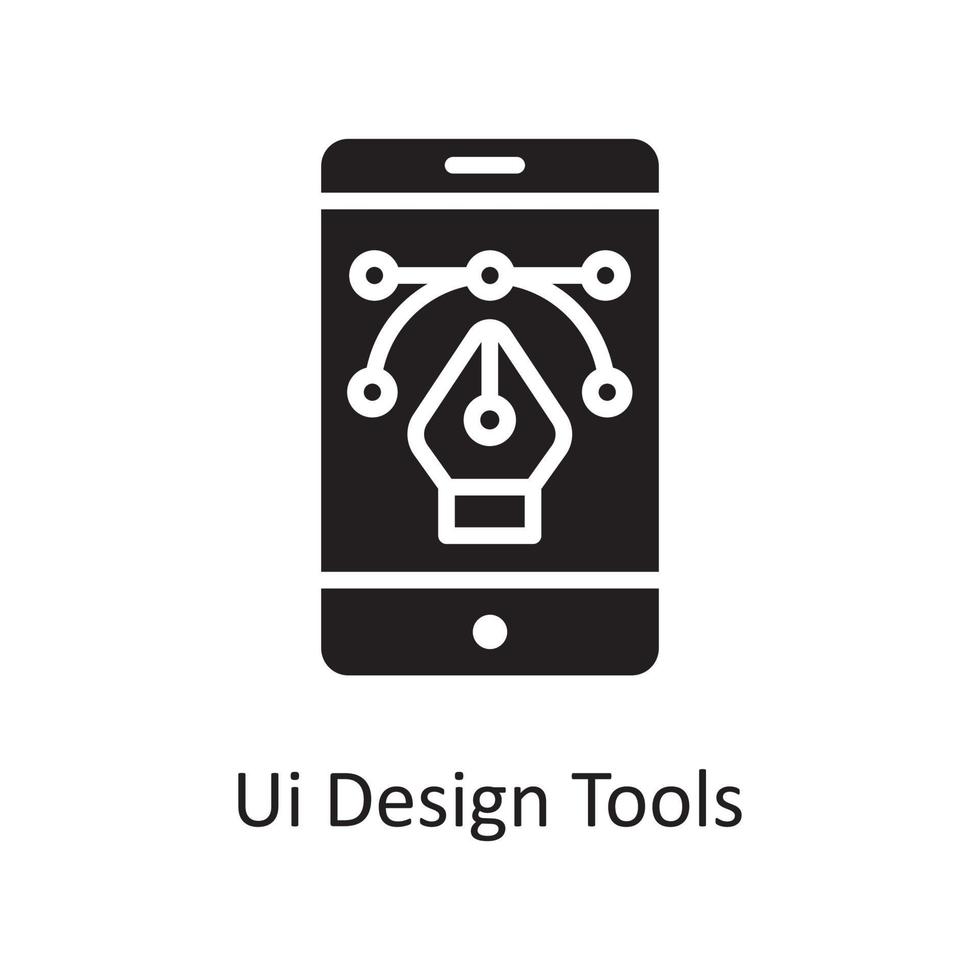 Ui Design Tools Vector Solid Icon Design illustration. Design and Development Symbol on White ...