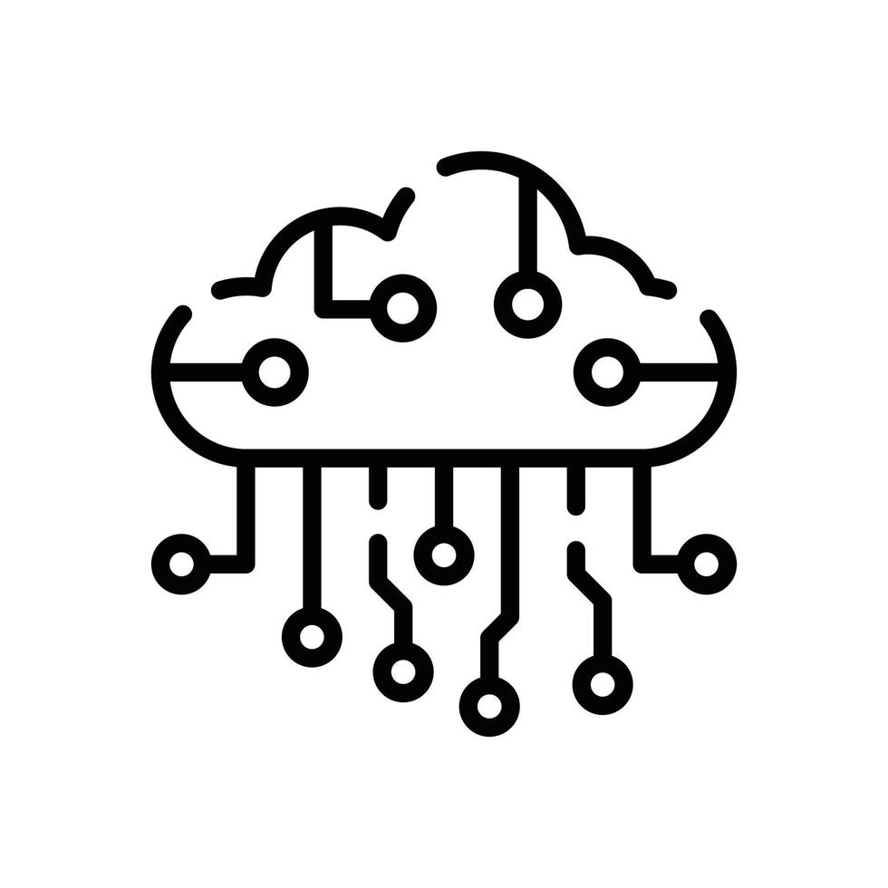 Cloud Circuit Vector Line Icon Cloud Computing Symbol Eps 10 File