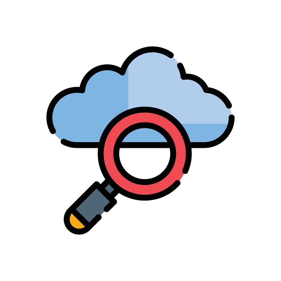 Cloud Data Search Vector Outline Filled icon Cloud Computing symbol EPS ...