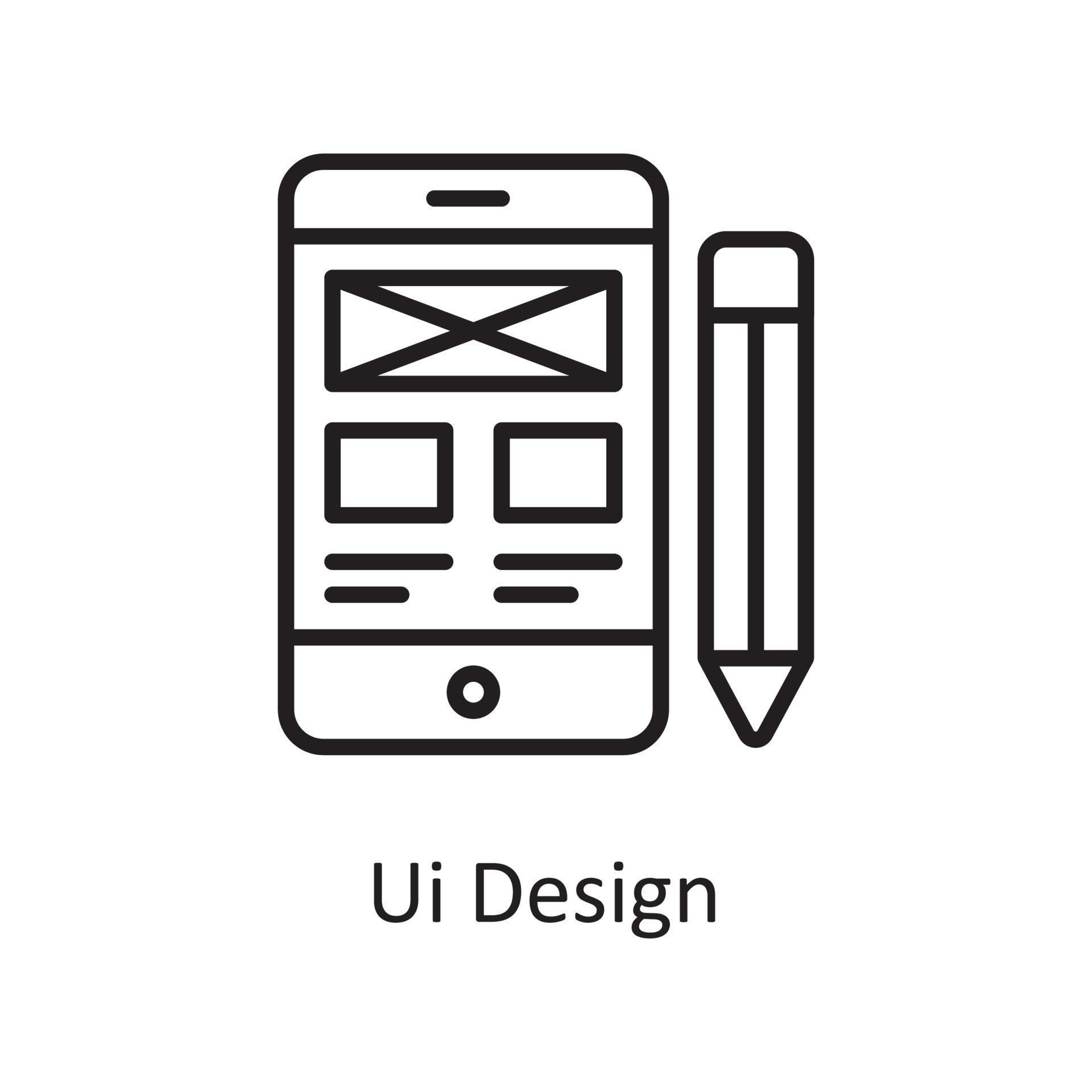 Ui Design Vector Outline Icon Design illustration. Design and Development Symbol on White ...
