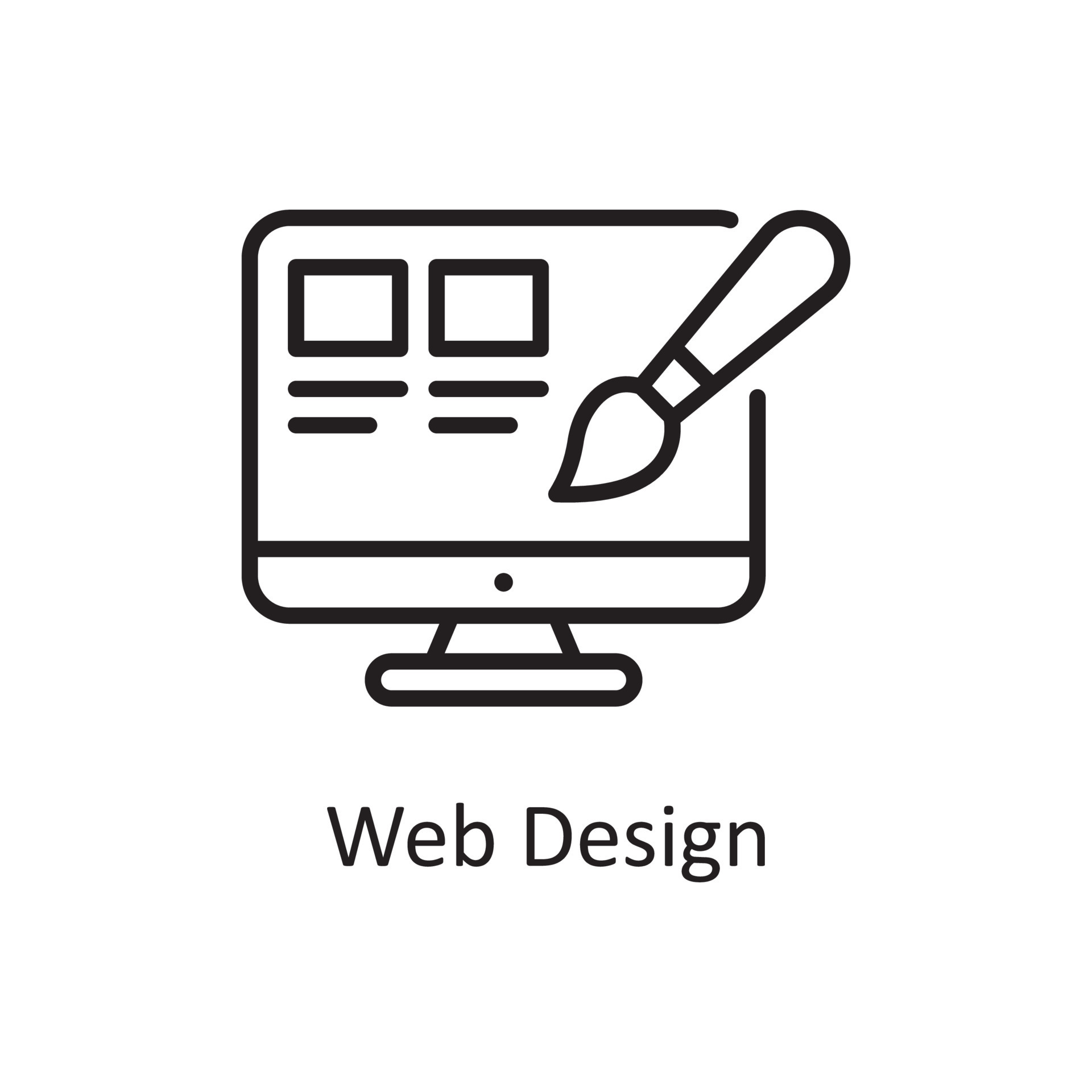 Web Design Vector Outline Icon Design illustration. Design and Development Symbol on White ...