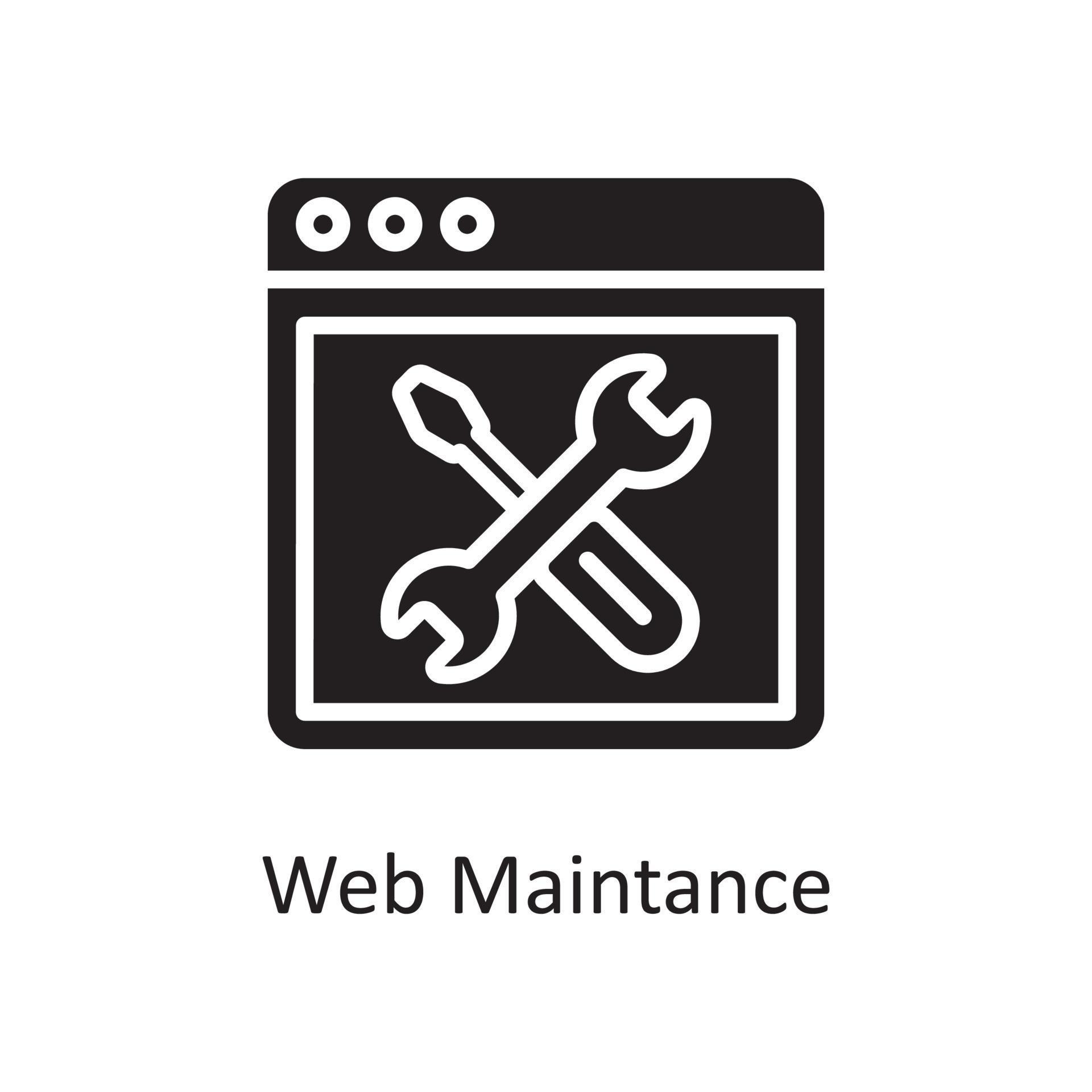 Web maintance Vector Solid Icon Design illustration. Design and Development Symbol on White ...