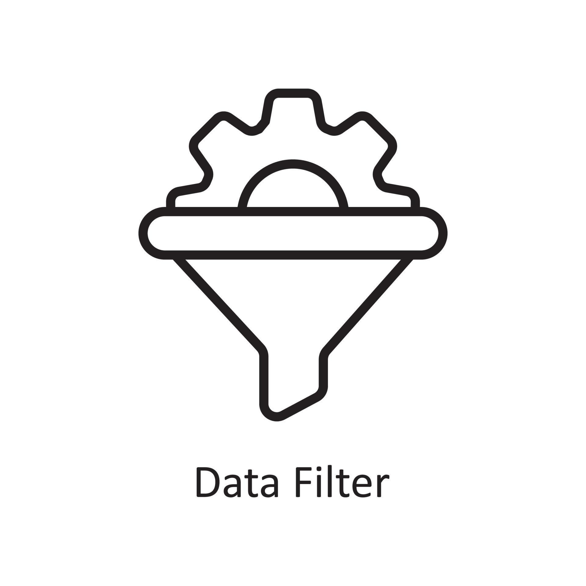 Data Filter Vector Outline Icon Design illustration. Business And Data ...