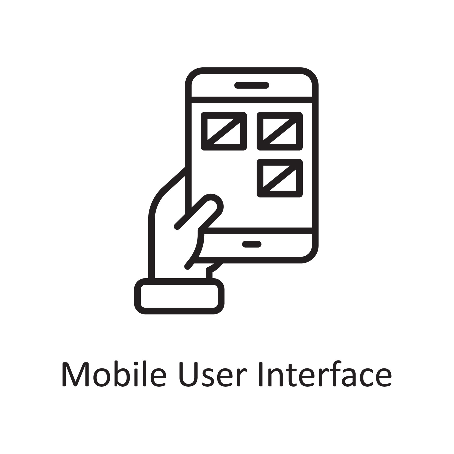 Mobile User Interface Vector Outline Icon Design illustration. Design ...