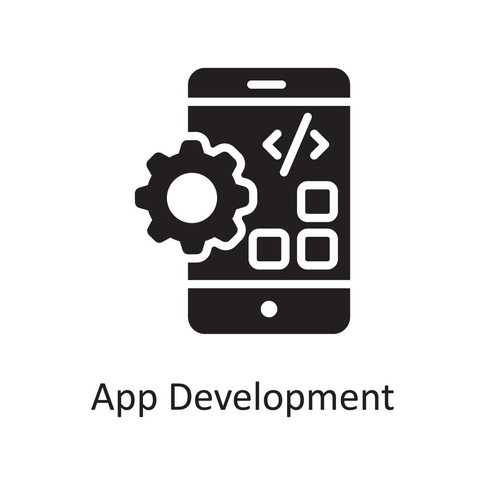 App Development Vector Solid Icon Design illustration. Design and Development Symbol on White ...
