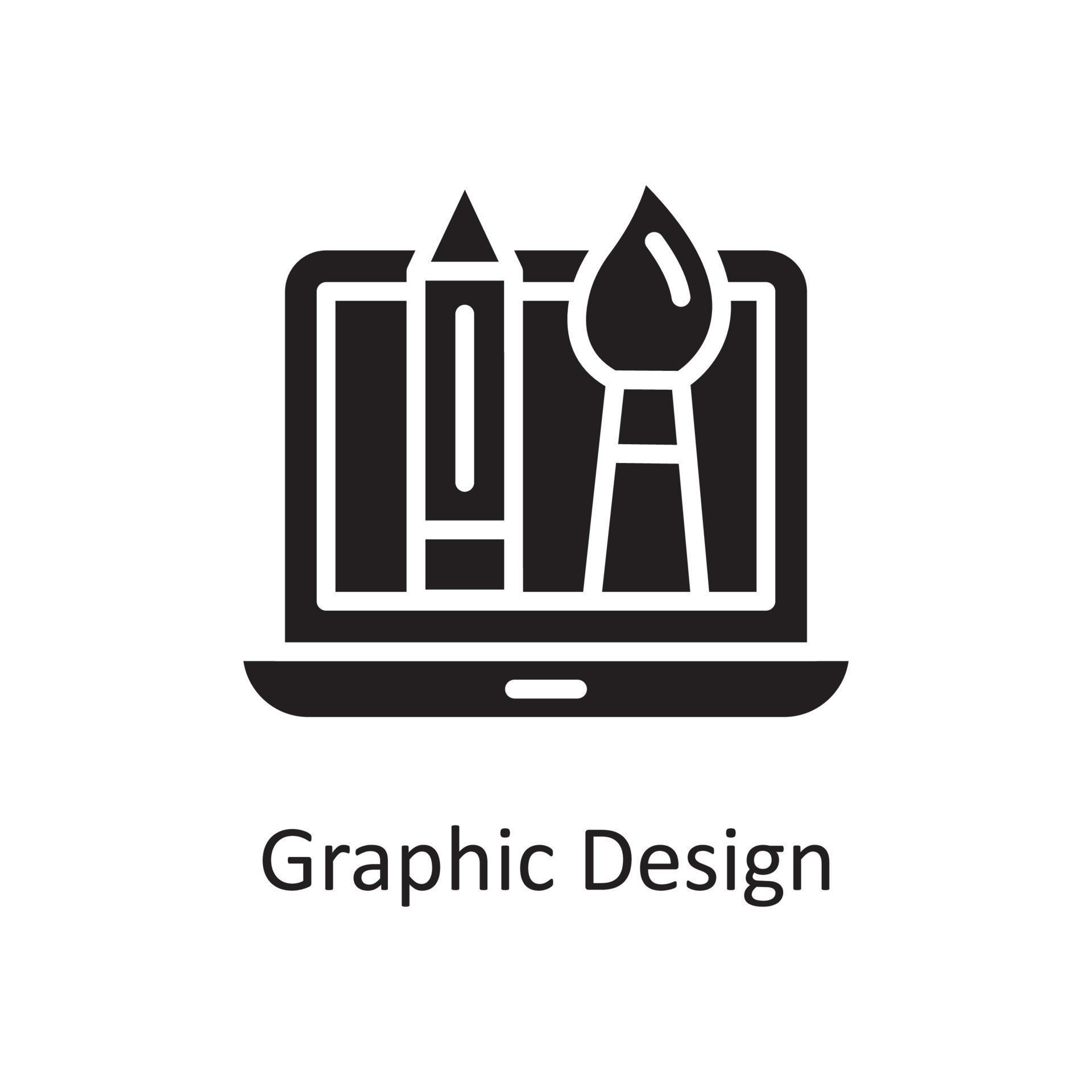 Graphic Design Vector Solid Icon Design illustration. Design and Development Symbol on White ...