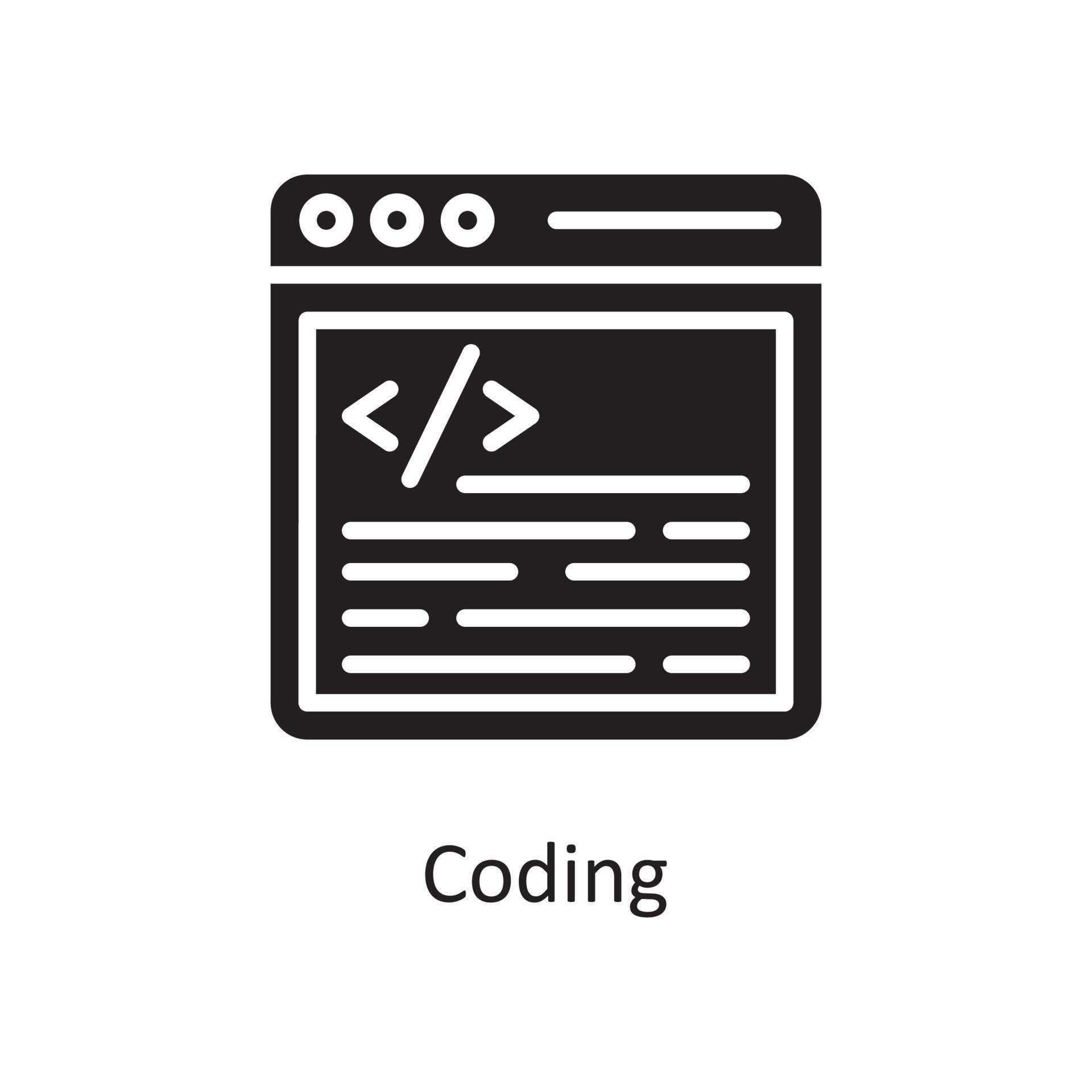 Coding Vector Solid Icon Design illustration. Design and Development ...