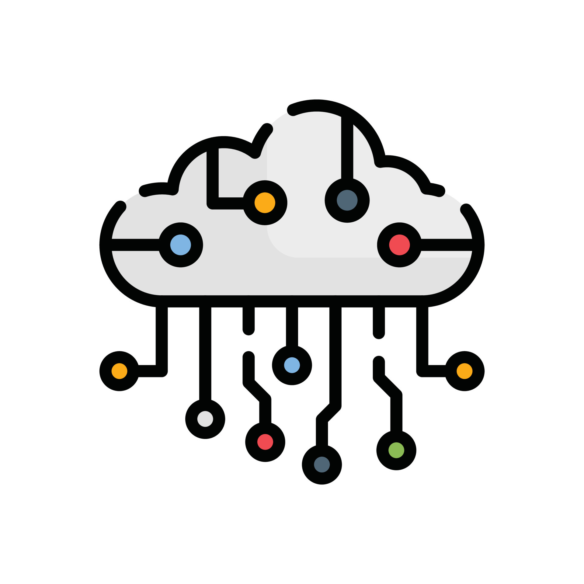 Cloud Circuit Vector Outline Filled Icon Cloud Computing Symbol Eps 10