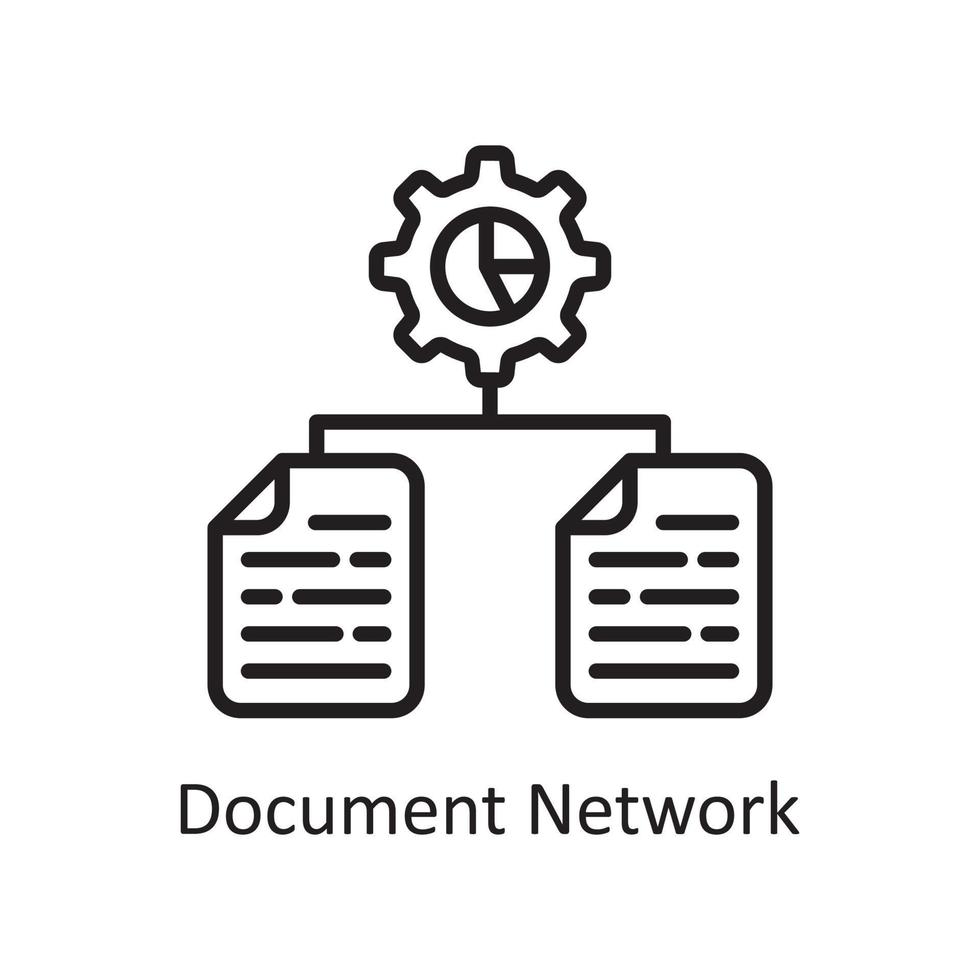 Document Network Vector Outline Icon Design illustration. Business And Data Management Symbol on ...