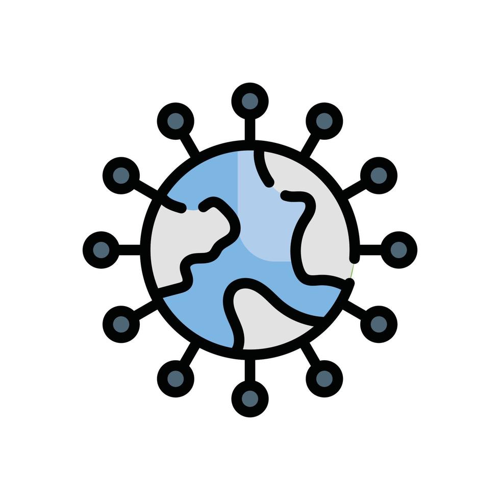 Global Connection Vector Outline Filled Icon Cloud Computing Symbol Eps