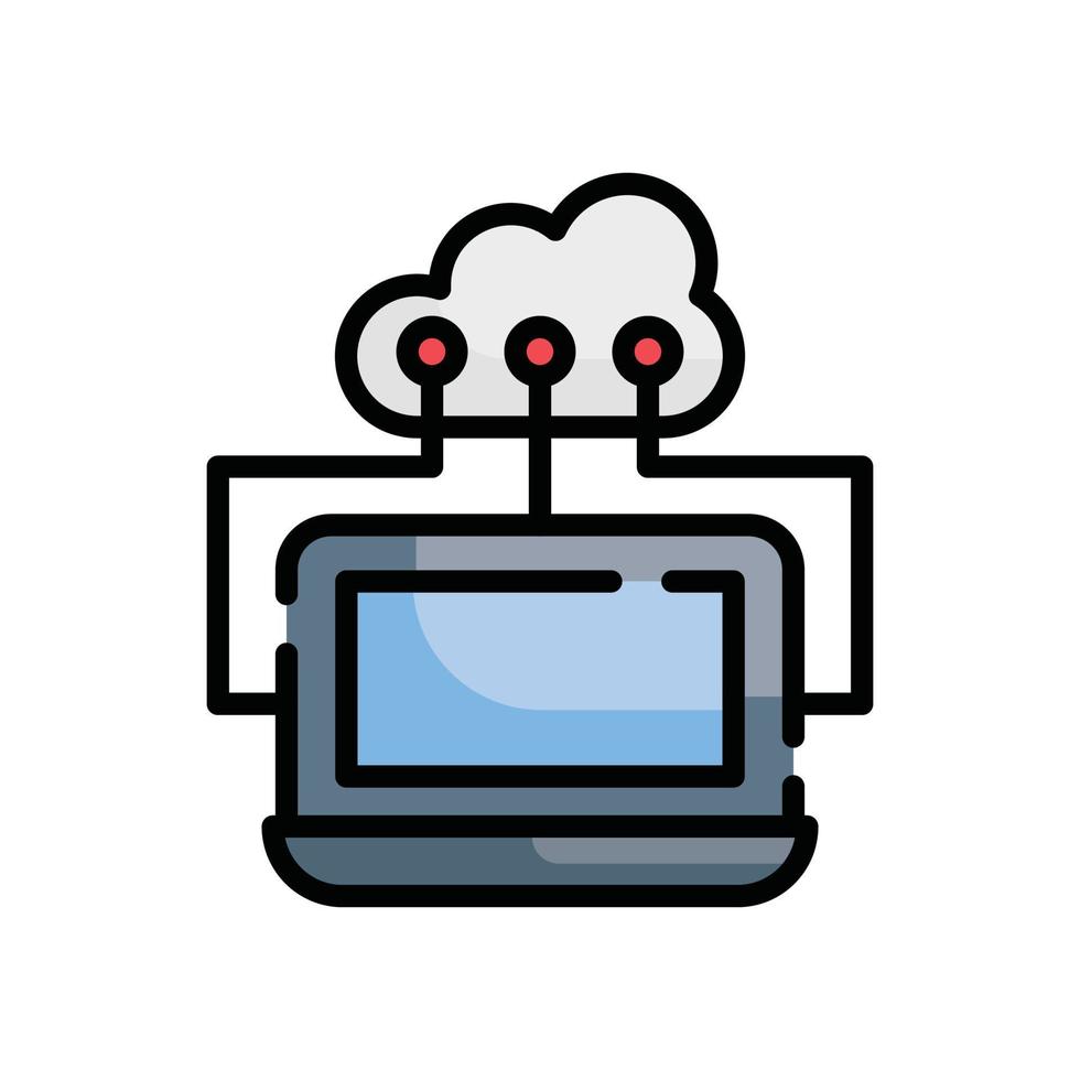 Cloud Computing Vector Outline Filled Icon Cloud Computing Symbol Eps