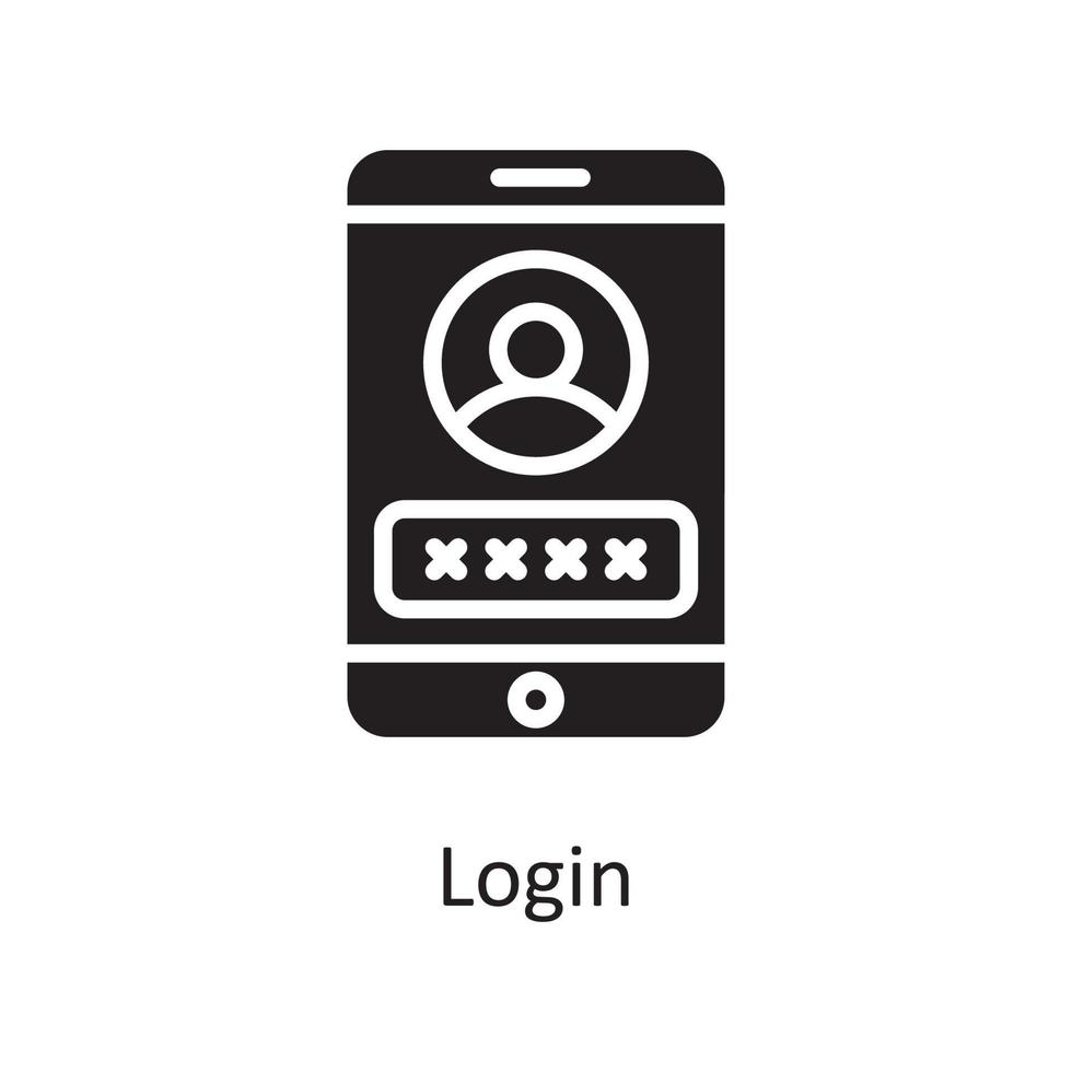 Login Vector Solid Icon Design illustration. Design and Development Symbol on White background ...
