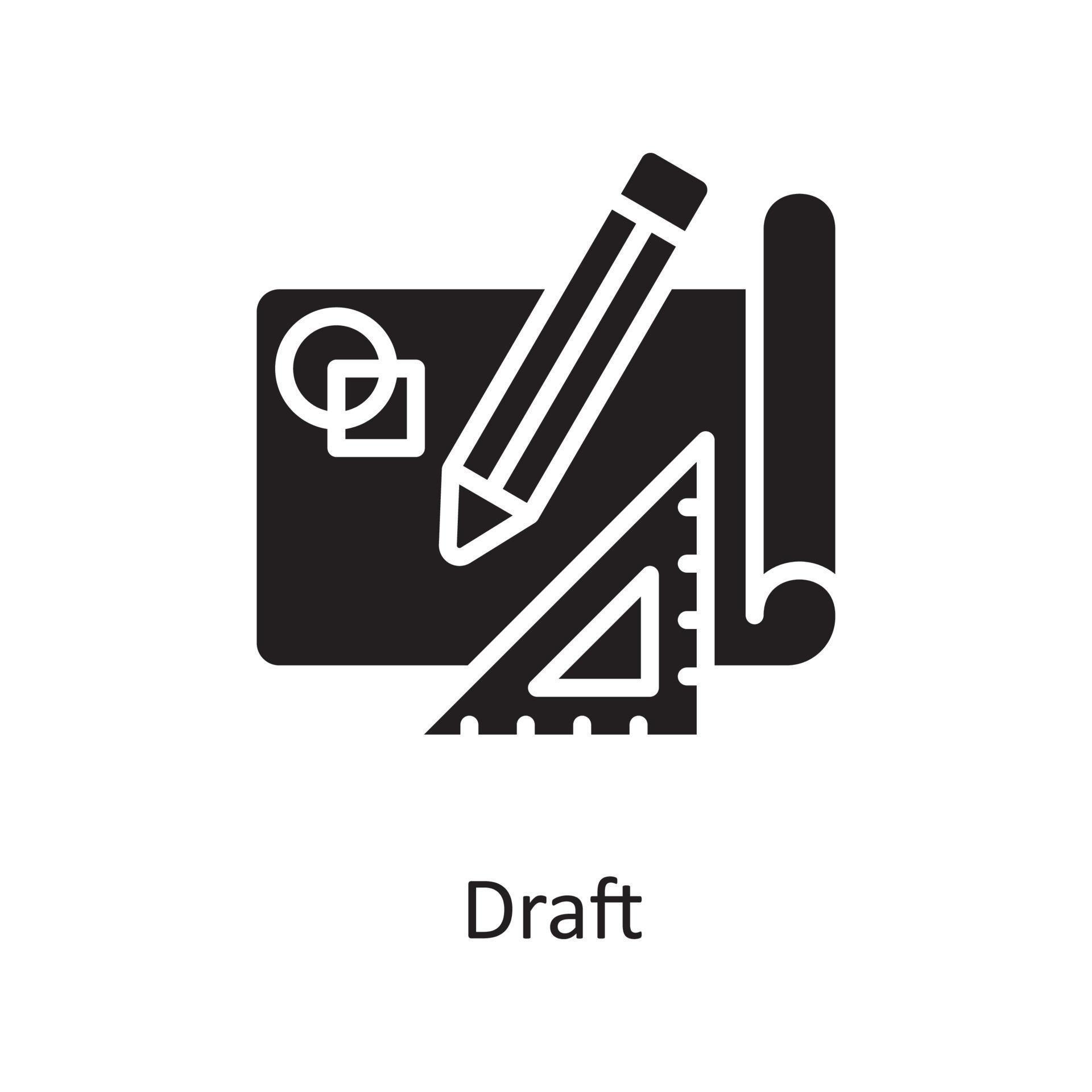 Draft Vector Solid Icon Design illustration. Design and Development Symbol on White background ...