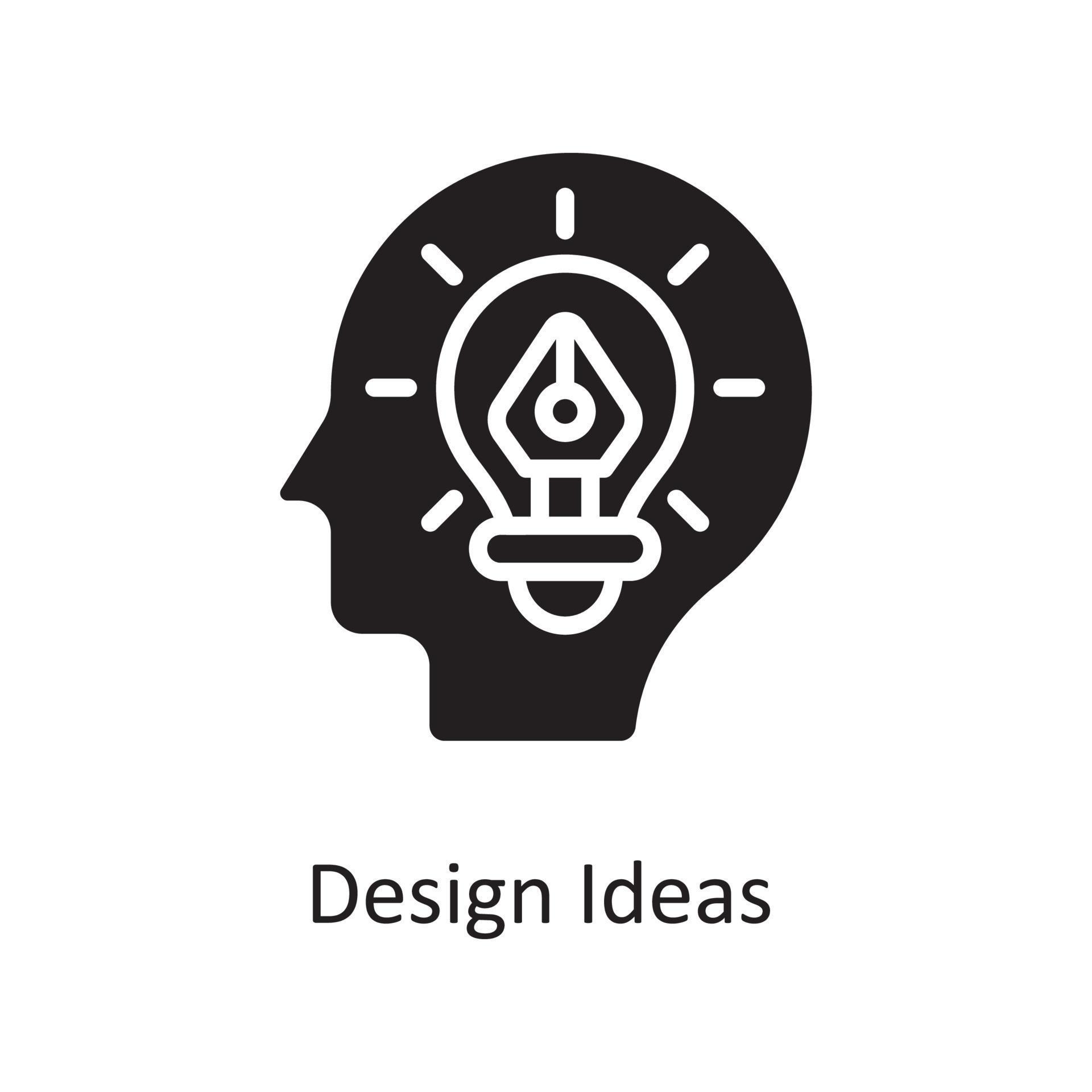 Design Ideas Vector Solid Icon Design illustration. Design and Development Symbol on White ...