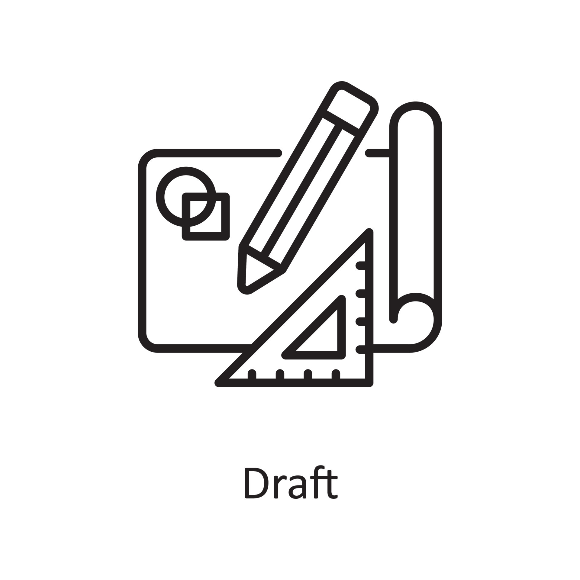 Draft Vector Outline Icon Design Illustration Design And Development Symbol On White Background