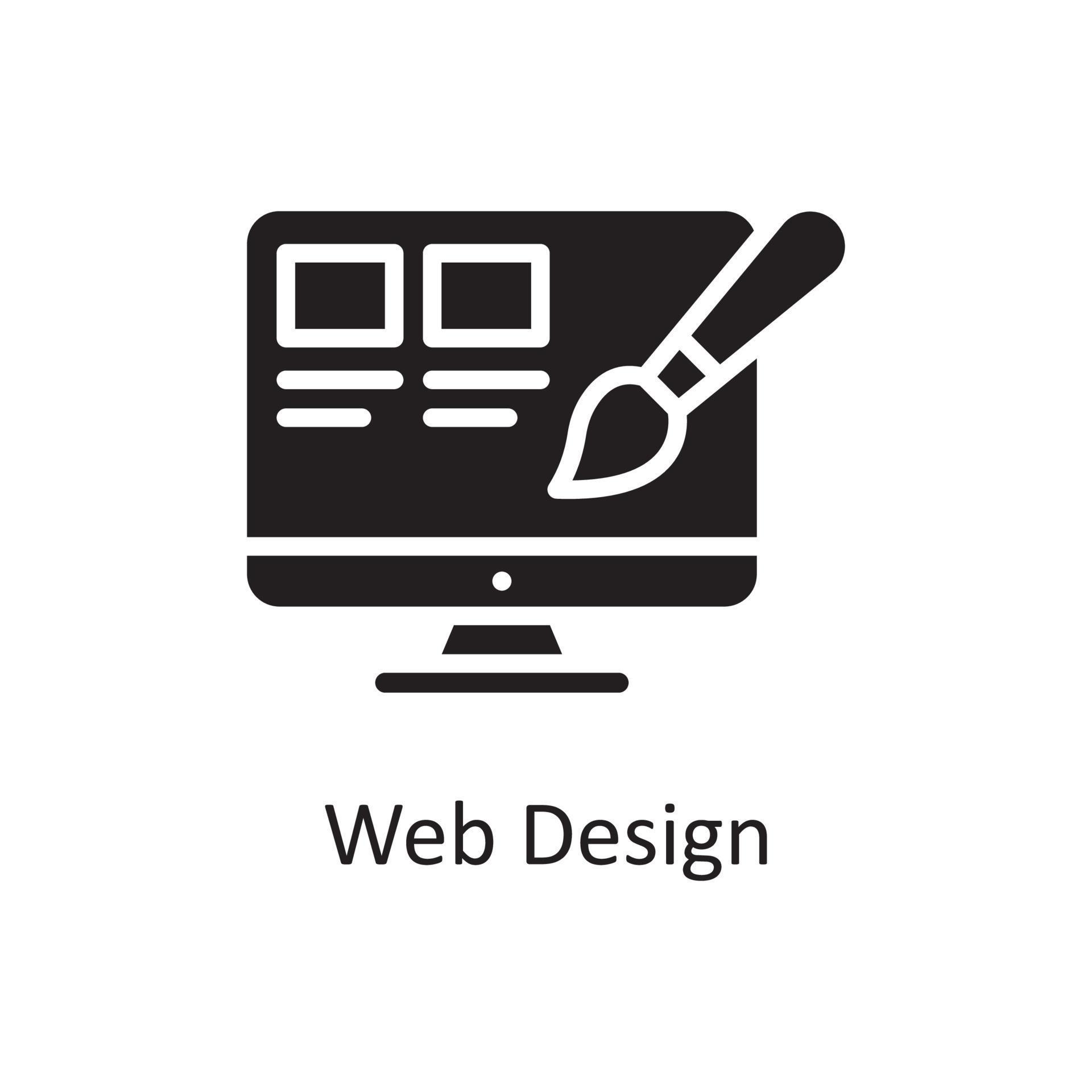 Web Design Vector Solid Icon Design illustration. Design and Development Symbol on White ...