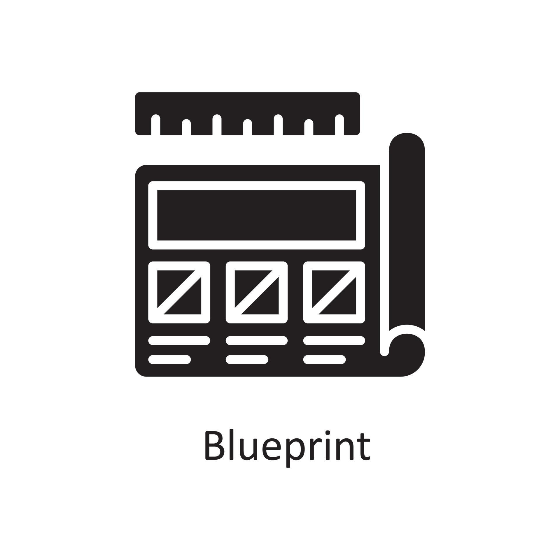 Blueprint Vector Solid Icon Design illustration. Design and Development Symbol on White ...