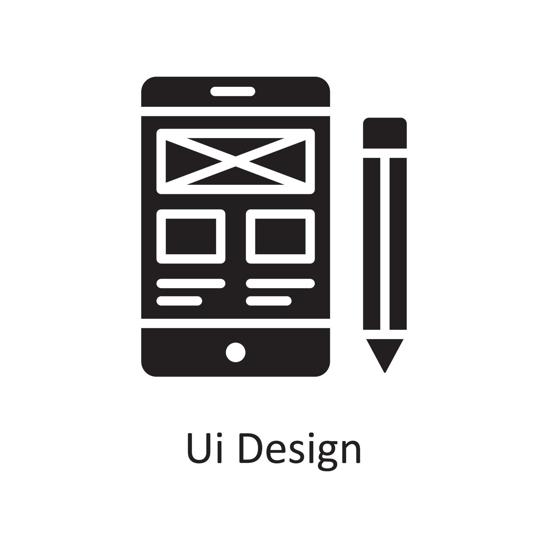 Ui Design Vector Solid Icon Design illustration. Design and Development Symbol on White ...