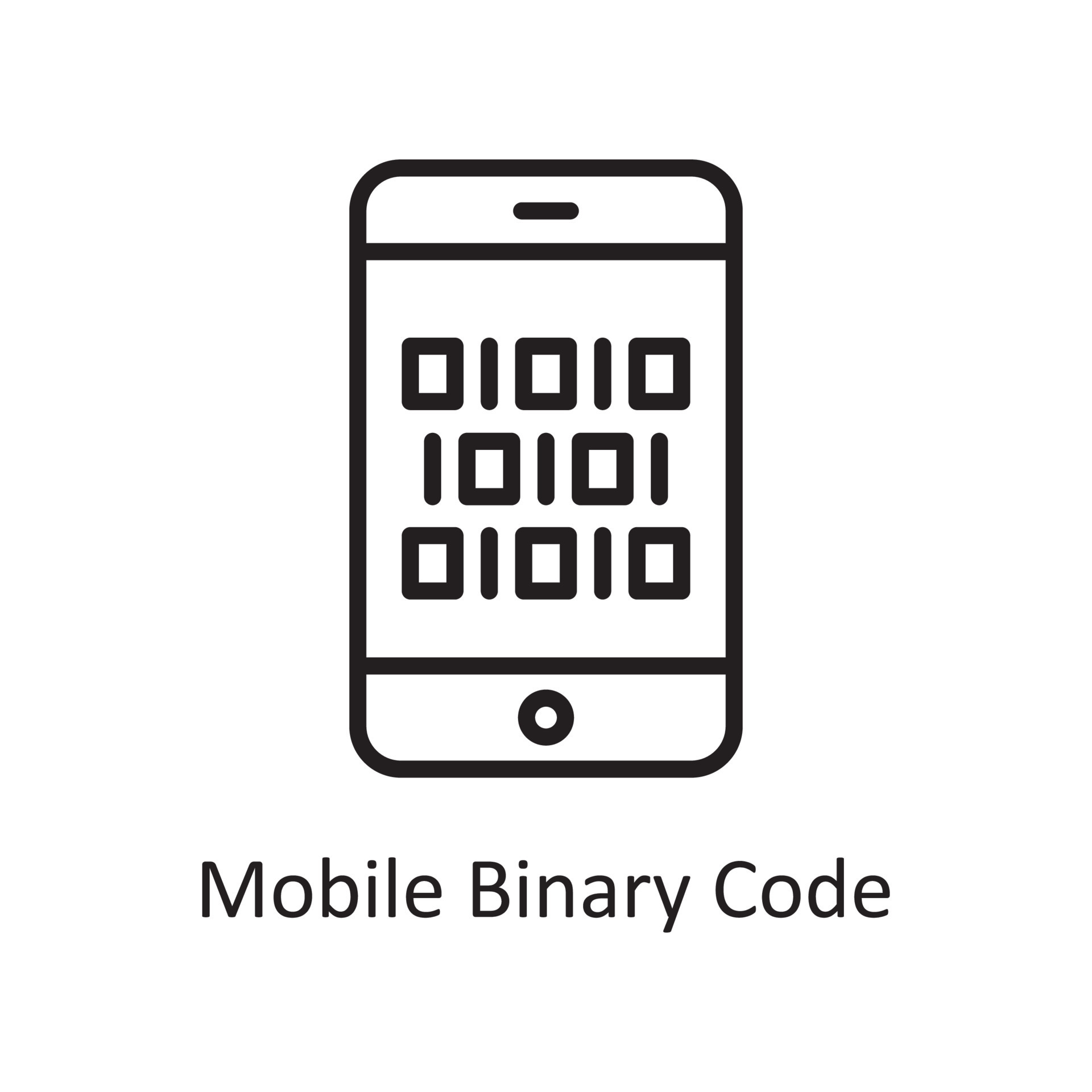 Mobile Binary Code Vector Outline Icon Design Illustration Business And Data Management Symbol