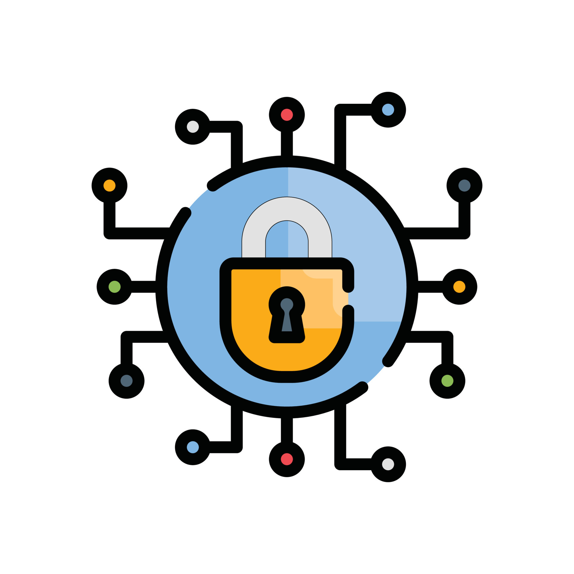 Cyber Security Vector Outline Filled Icon Cloud Computing Symbol Eps 10 File 16878434 Vector Art