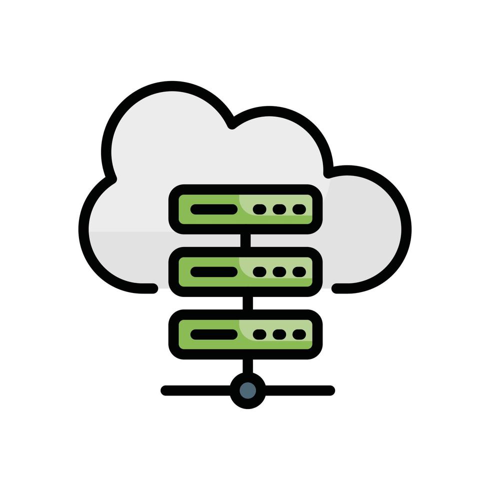 Cloud Server Solid Vector Outline Filled Icon Cloud Computing Symbol