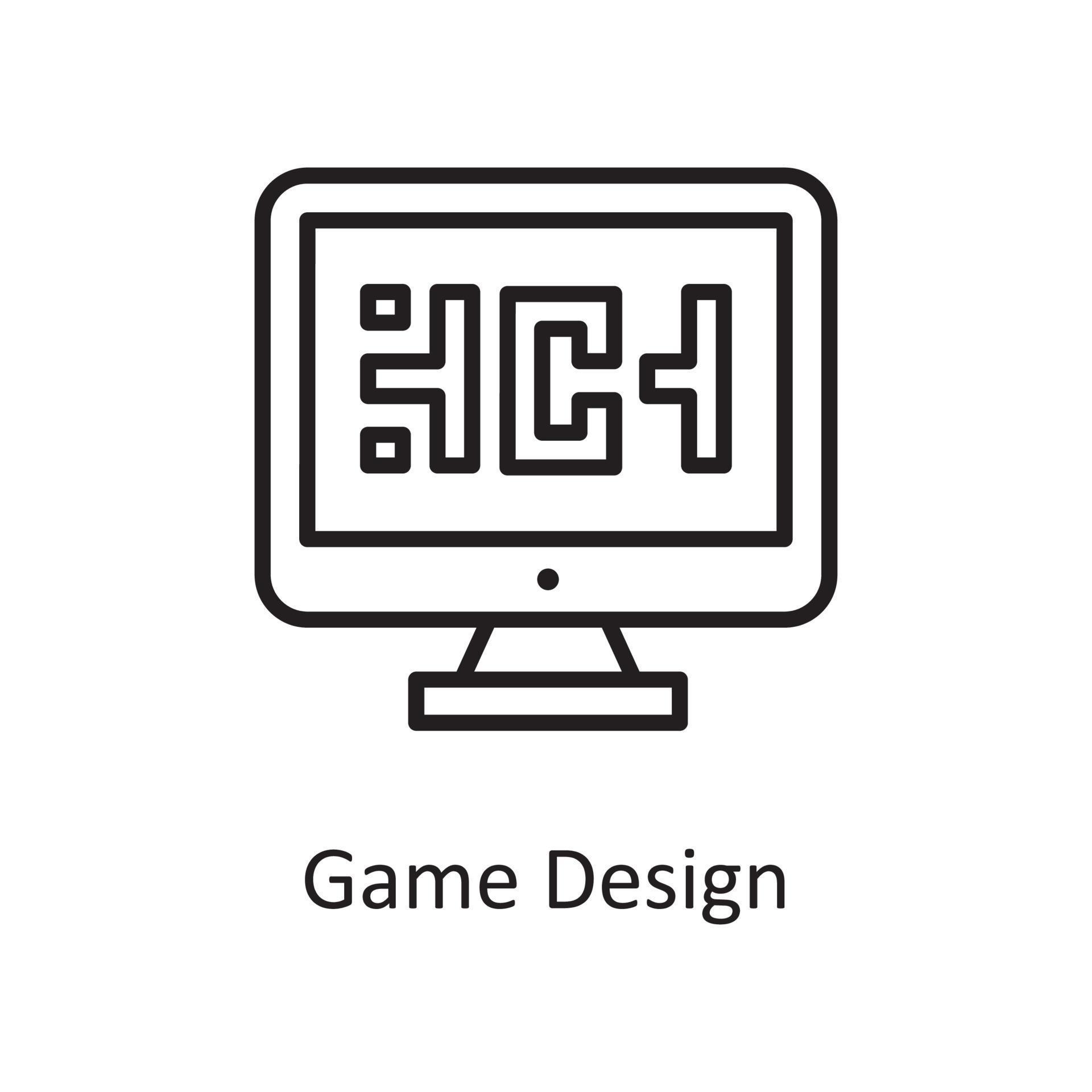 Game Design Vector Outline Icon Design illustration. Design and ...