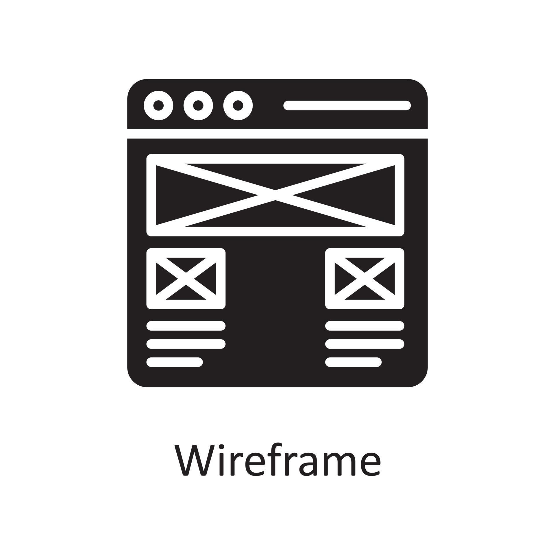 Wireframe Vector Solid Icon Design illustration. Design and Development Symbol on White ...