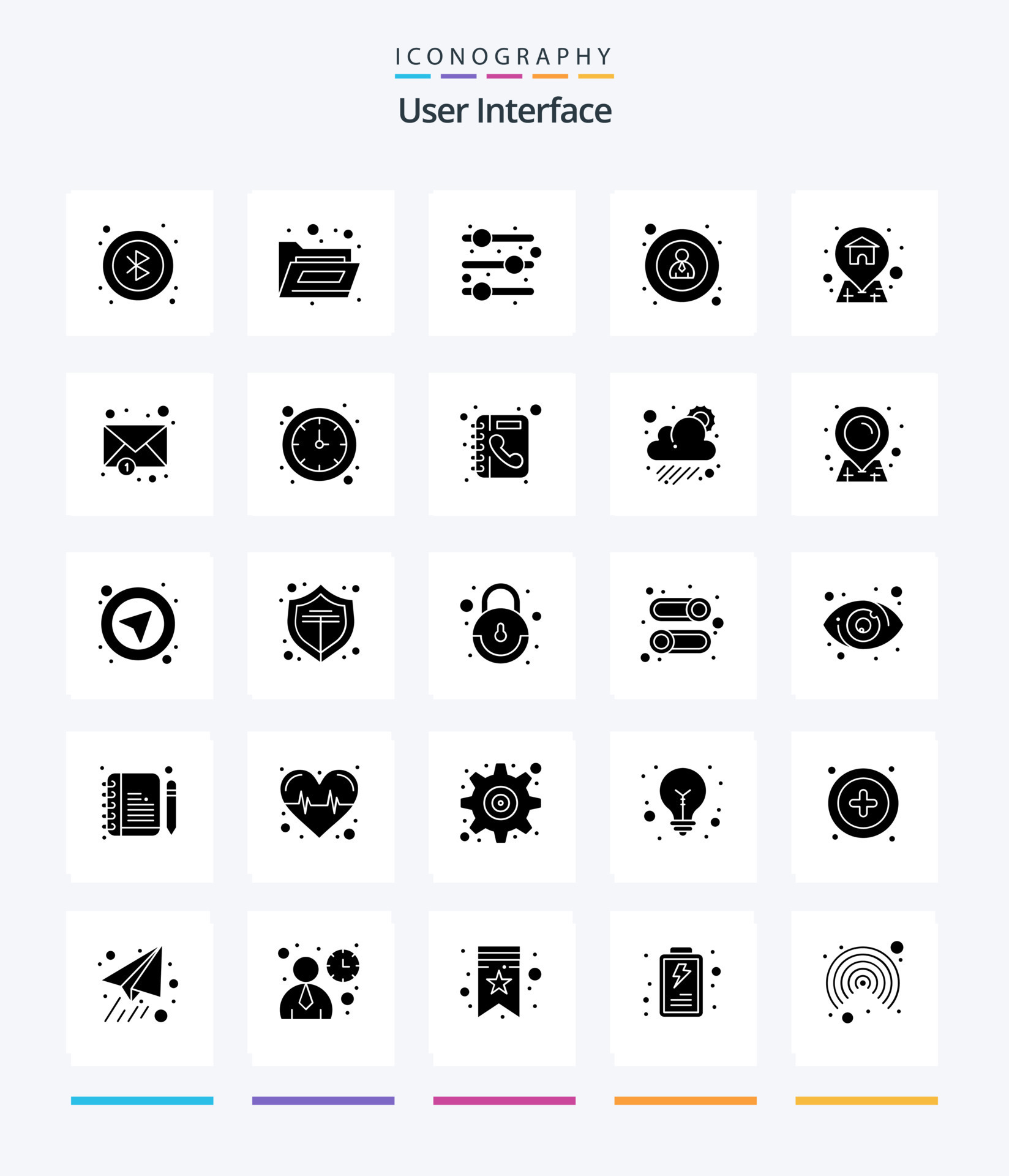Creative User Interface 25 Glyph Solid Black icon pack Such As clock ... Creative User Interface 25 Glyph Solid Black icon pack Such As clock ...