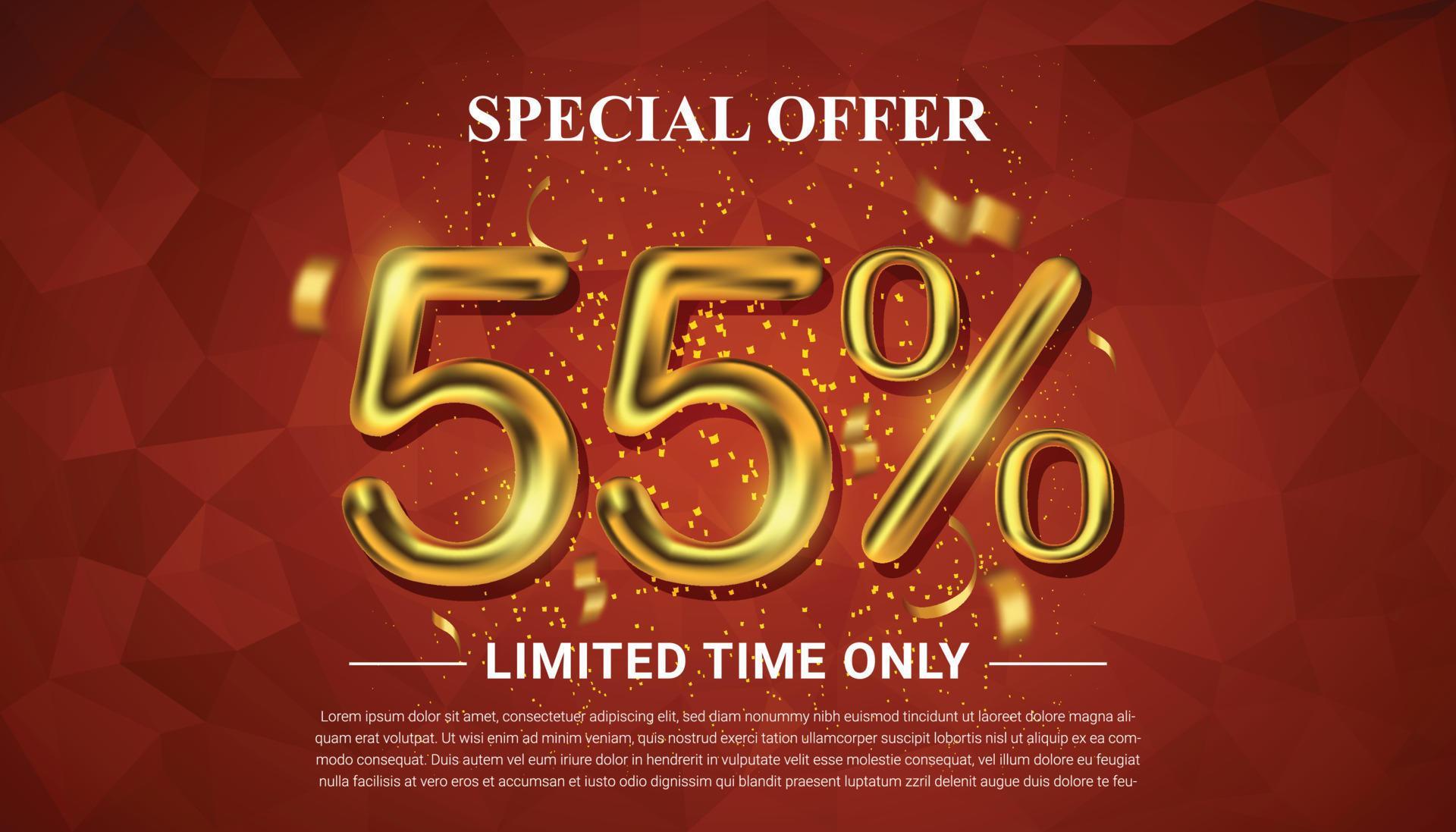 55 Percent Off Selling Voucher With 3d Golden Number Vector 16881504 55-percent-off-selling-voucher-with-3d-golden-number-vector-16881504