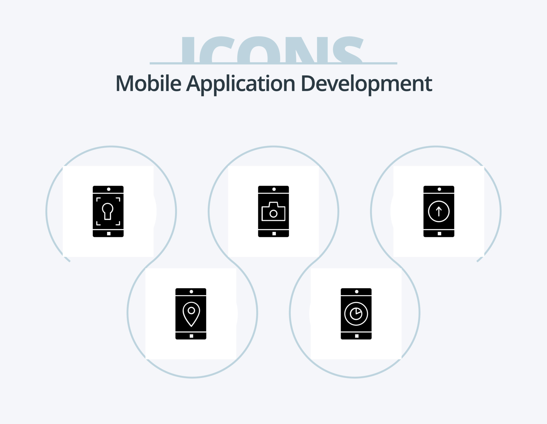 Mobile Application Development Glyph Icon Pack 5 Icon Design Application Mobile Application
