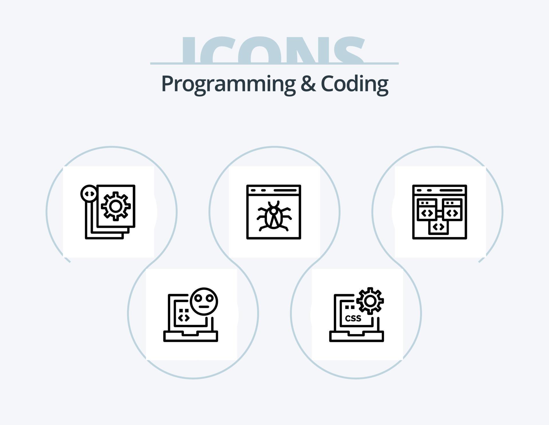 Programming And Coding Line Icon Pack 5 Icon Design Develop Code Development Development