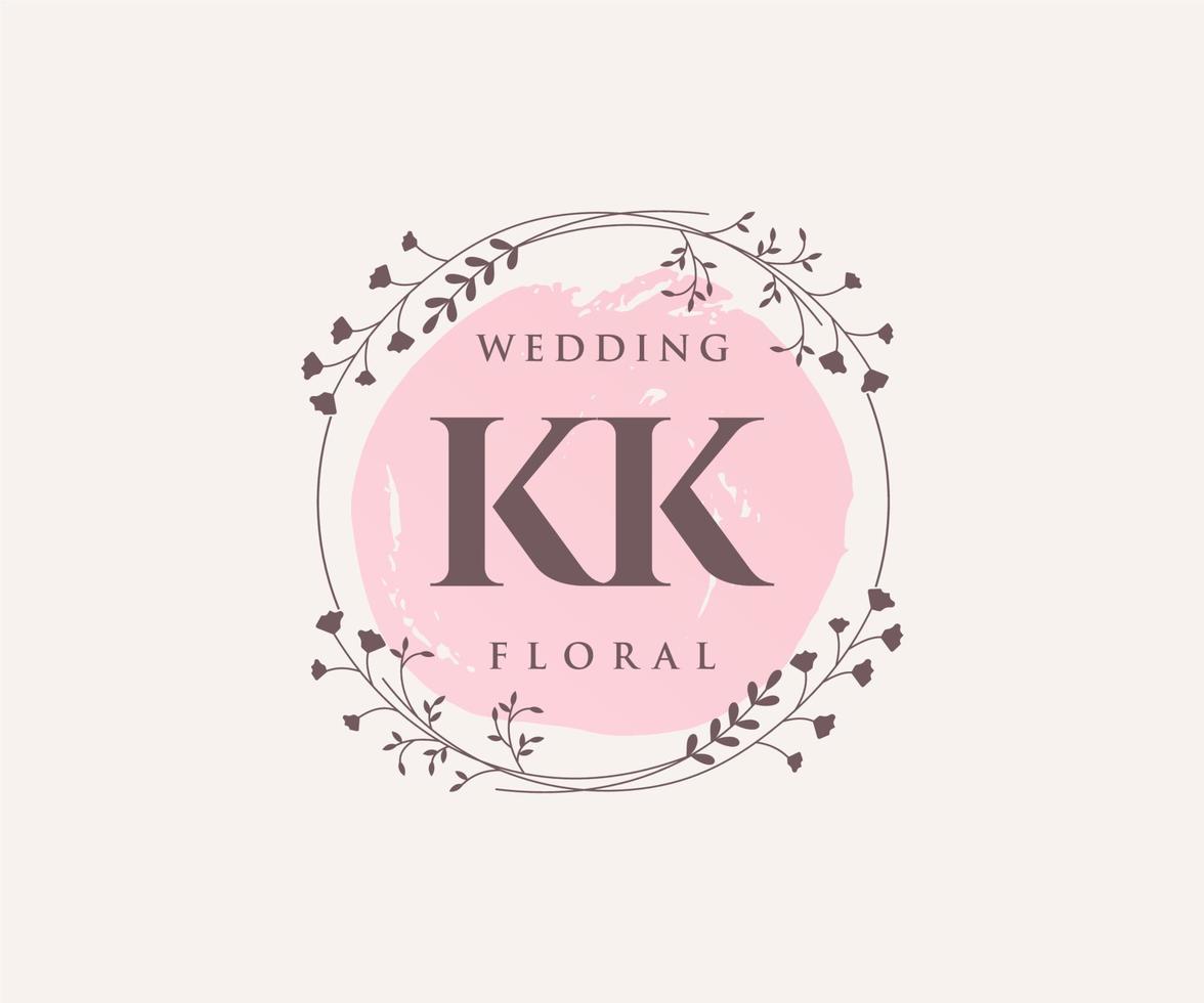 Plantilla De Logotipos De Monograma De Boda Con Letras Iniciales Kk