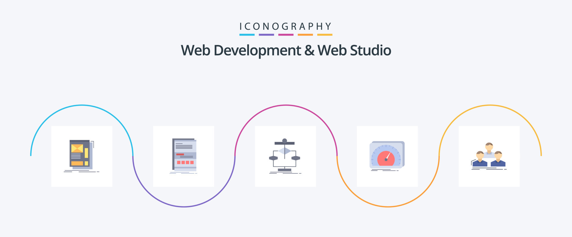 Web Development And Web Studio Flat 5 Icon Pack Including speed ...
