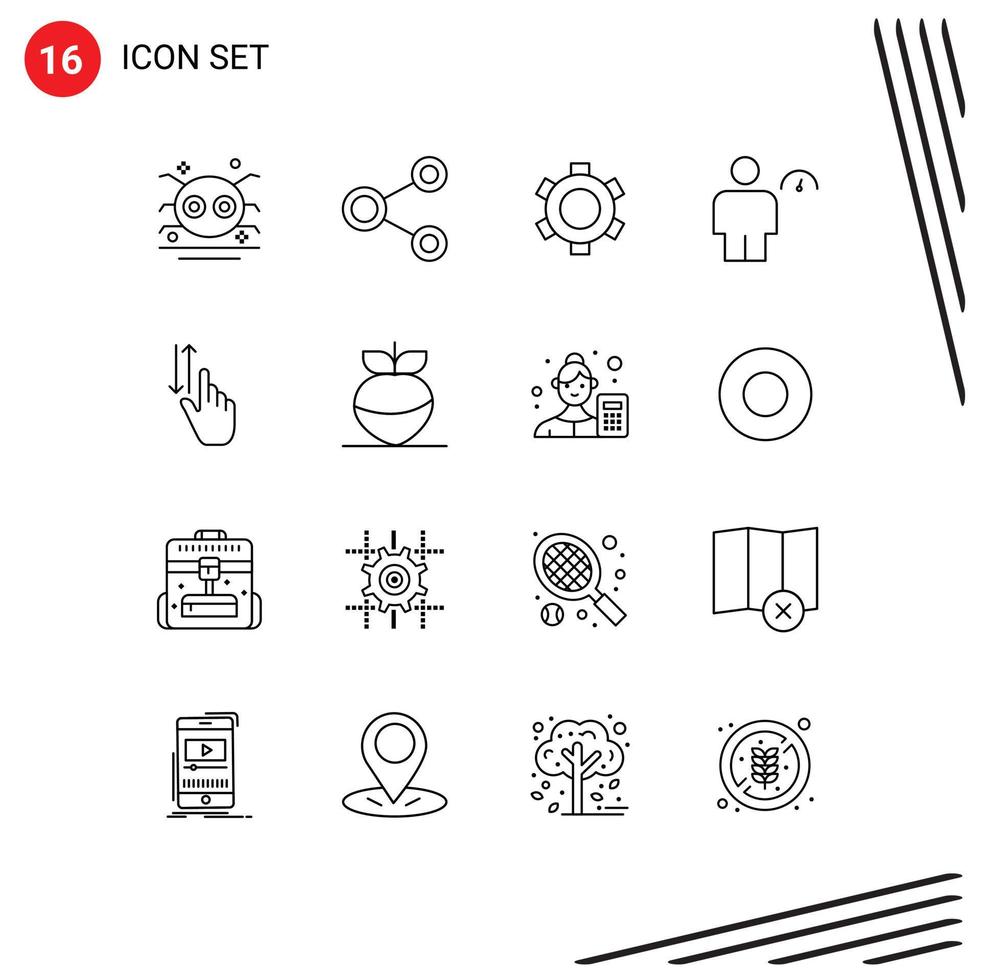 16 Universal Outlines Set For Web And Mobile Applications Indicator Body Sharing Avatar Setting