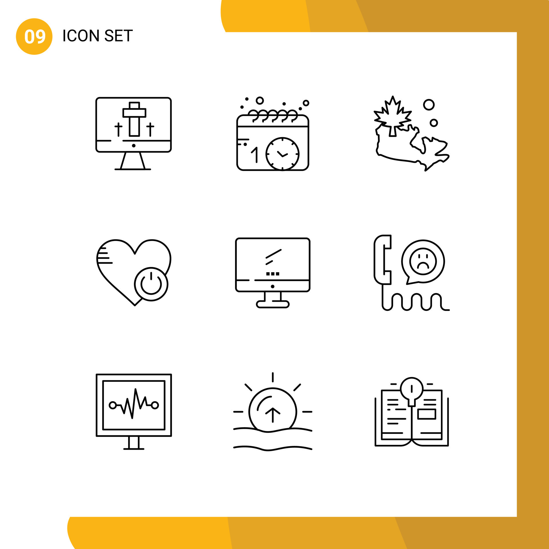 9 Universal Outlines Set For Web And Mobile Applications Monitor Like