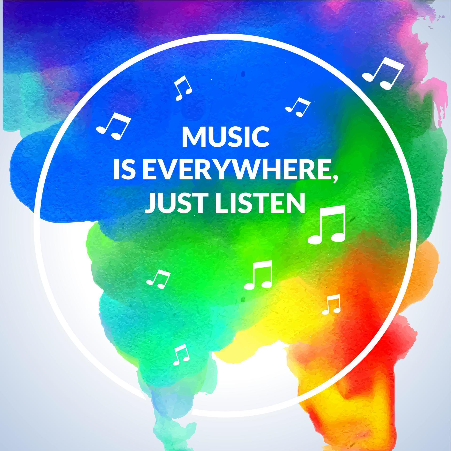 Motivation Circle watercolor stroke poster background Music is ...