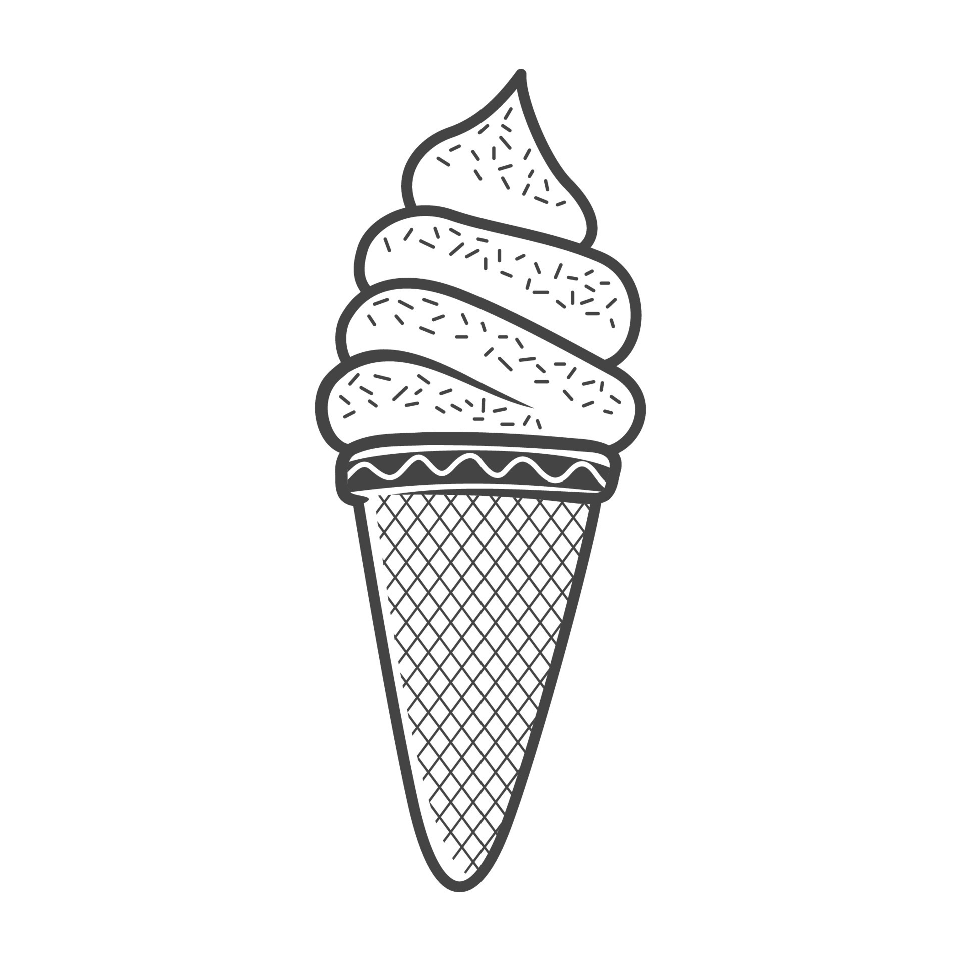 Ice Cream Cone Vector Outline Illustration 16889428 Vector Art At Vecteezy