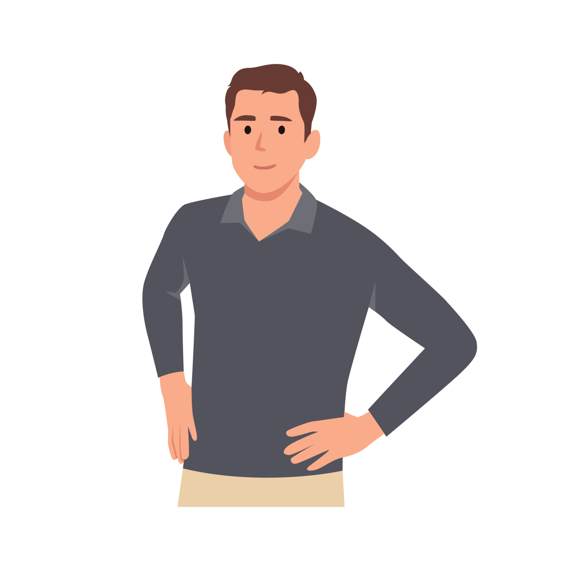 Young Self-confident guy, a man stands in a heroic pose, cartoon ...