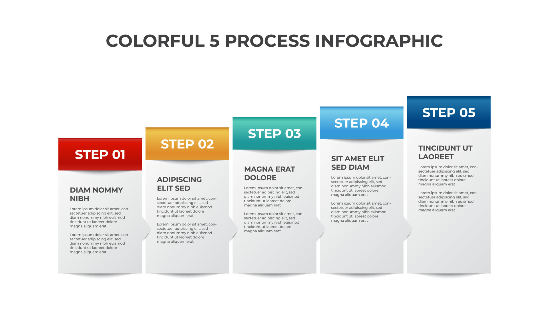 5 points of list diagram, ascending block of process layout template, infographic element vector ...
