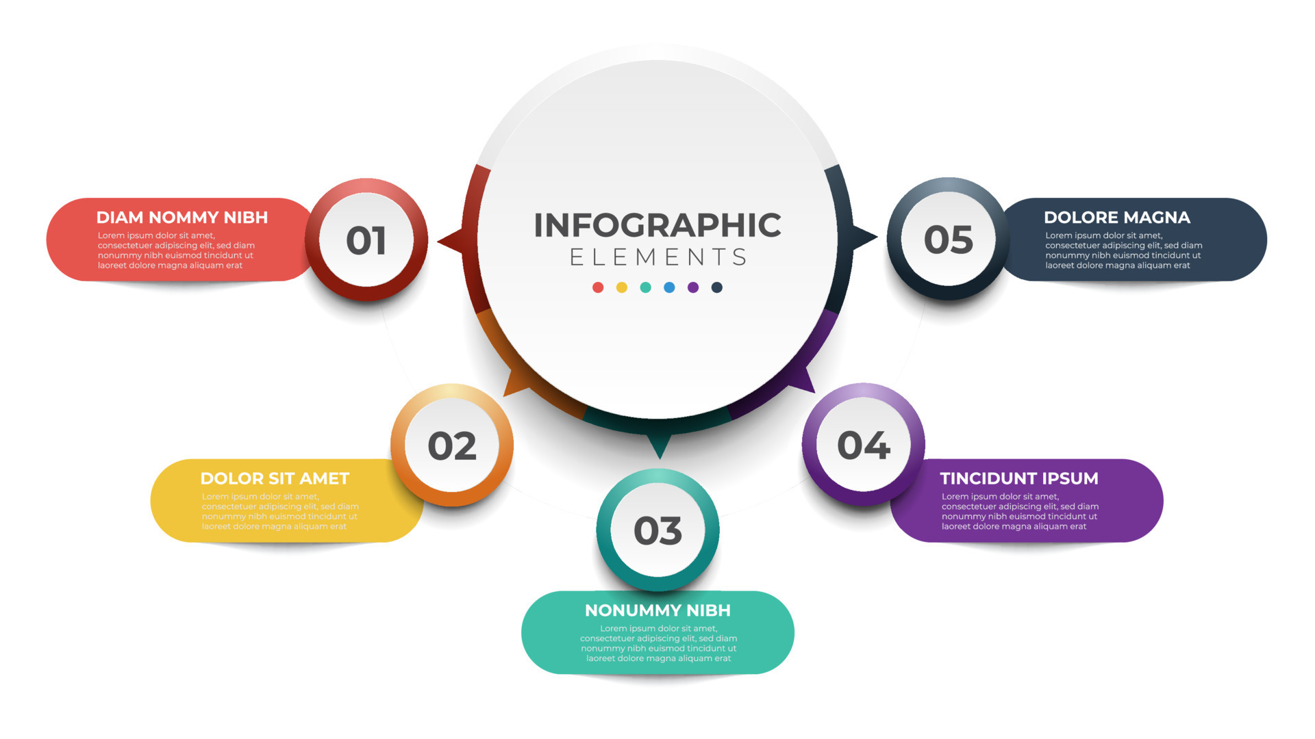 5 list of steps, layout diagram with number of sequence, circular infographic element template ...