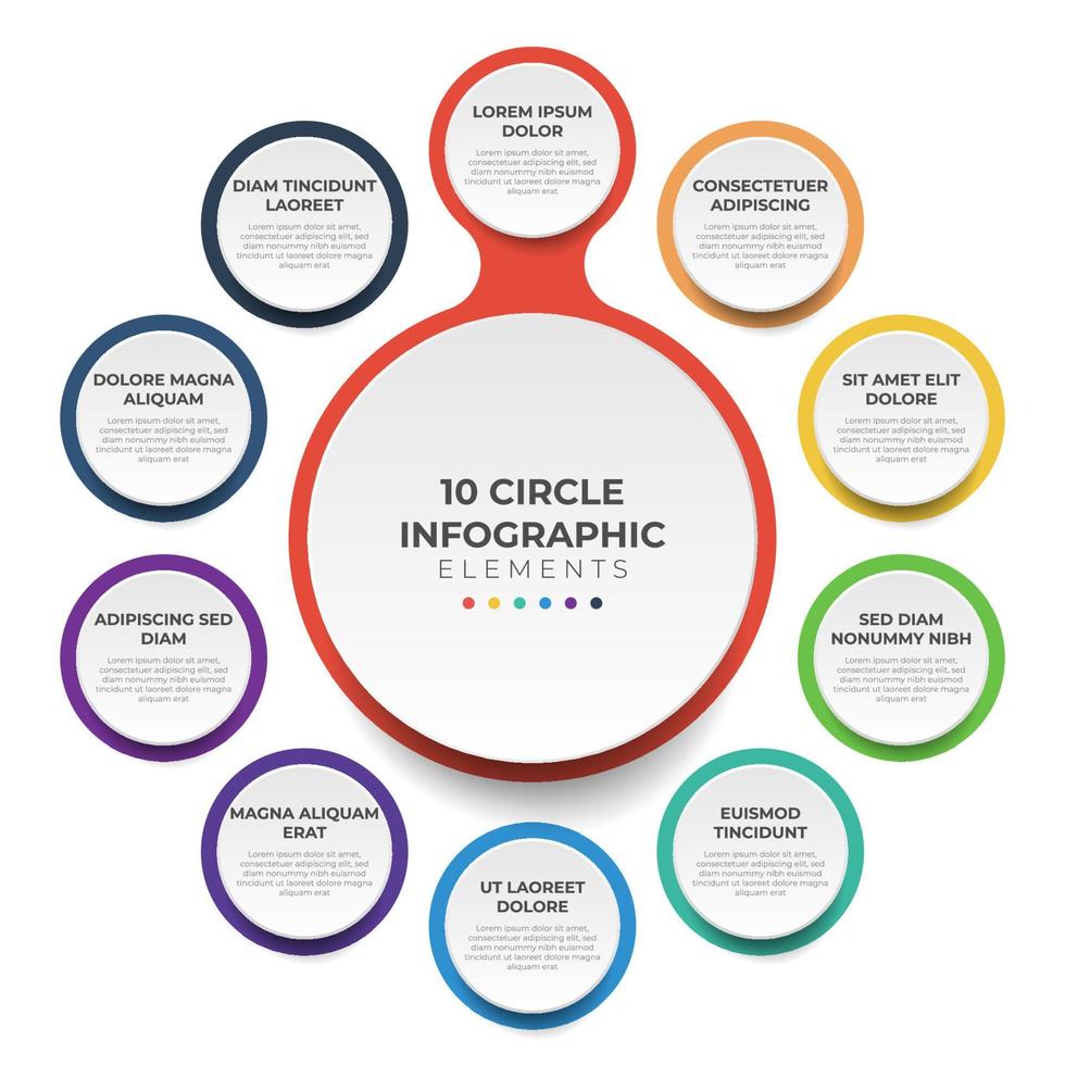 Circular layout diagram with 10 points of steps, sequence, colorful ... Circular layout diagram with 10 points of steps, sequence, colorful ...